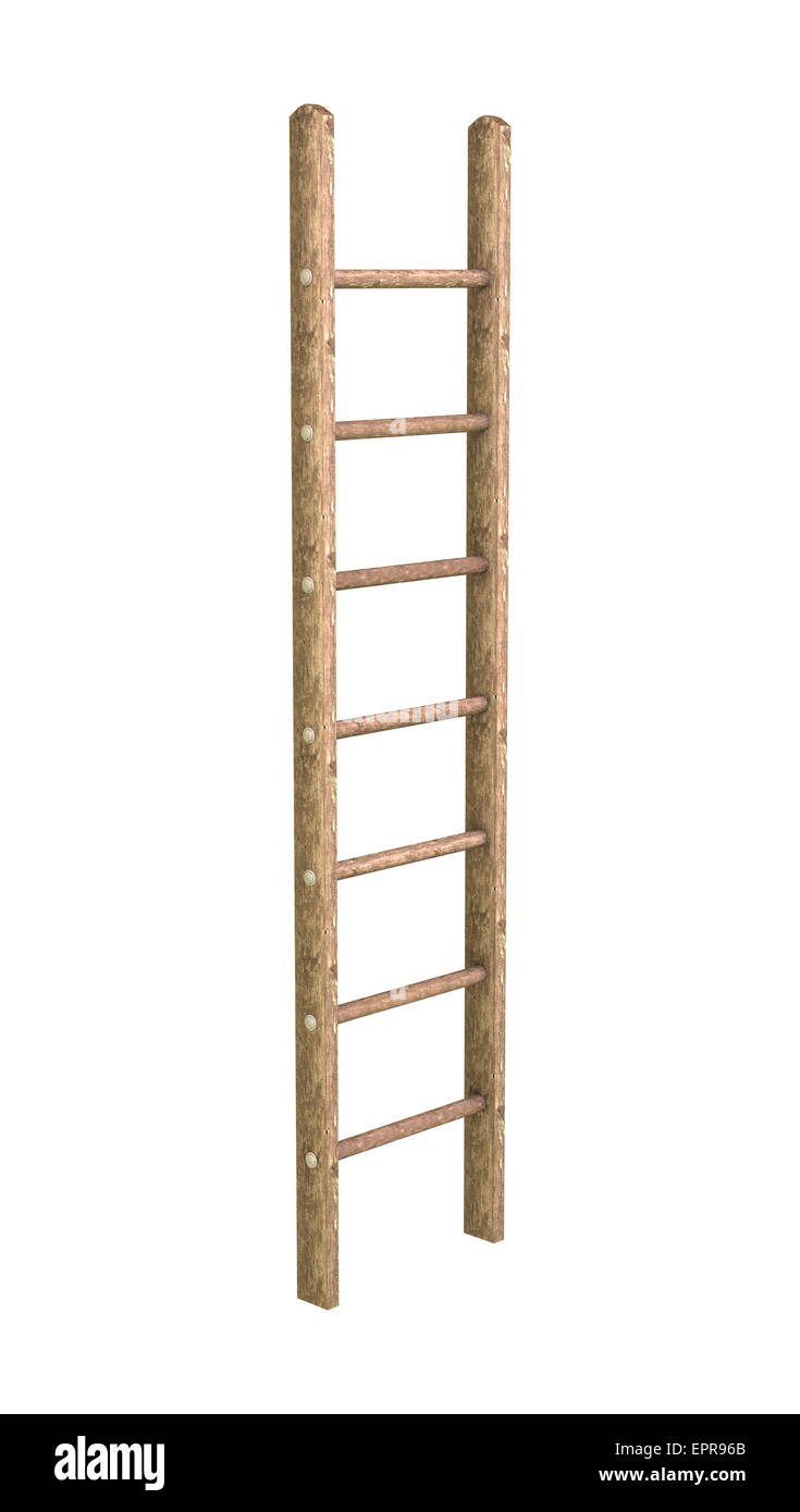 3D digital render of a wooden ladder isolated on white background Stock ...
