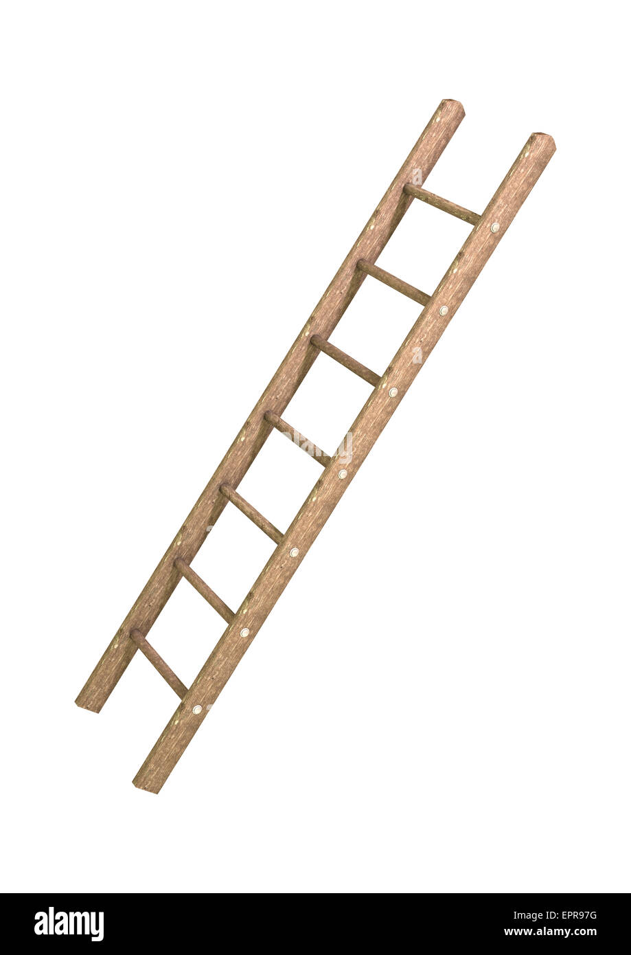 3D digital render of a wooden step ladder isolated on white background ...
