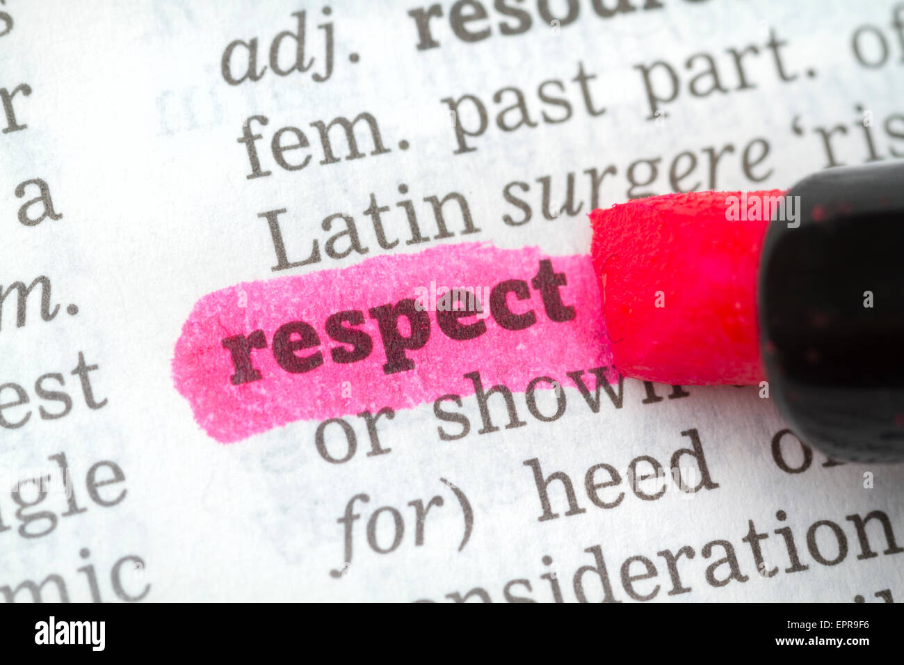 Dictionary definition of the word Respect Stock Photo - Alamy