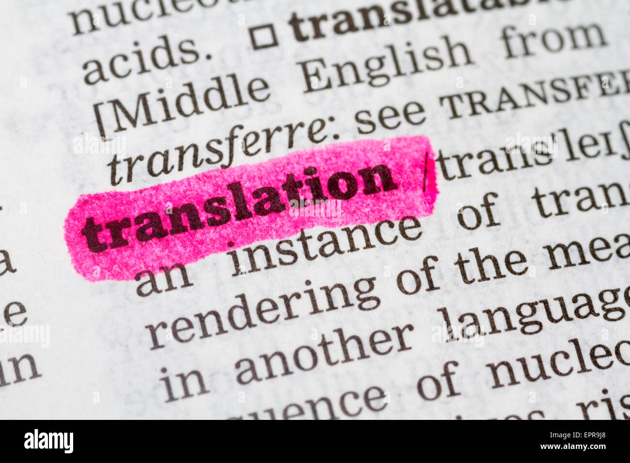 Dictionary definition of the word translation Stock Photo - Alamy