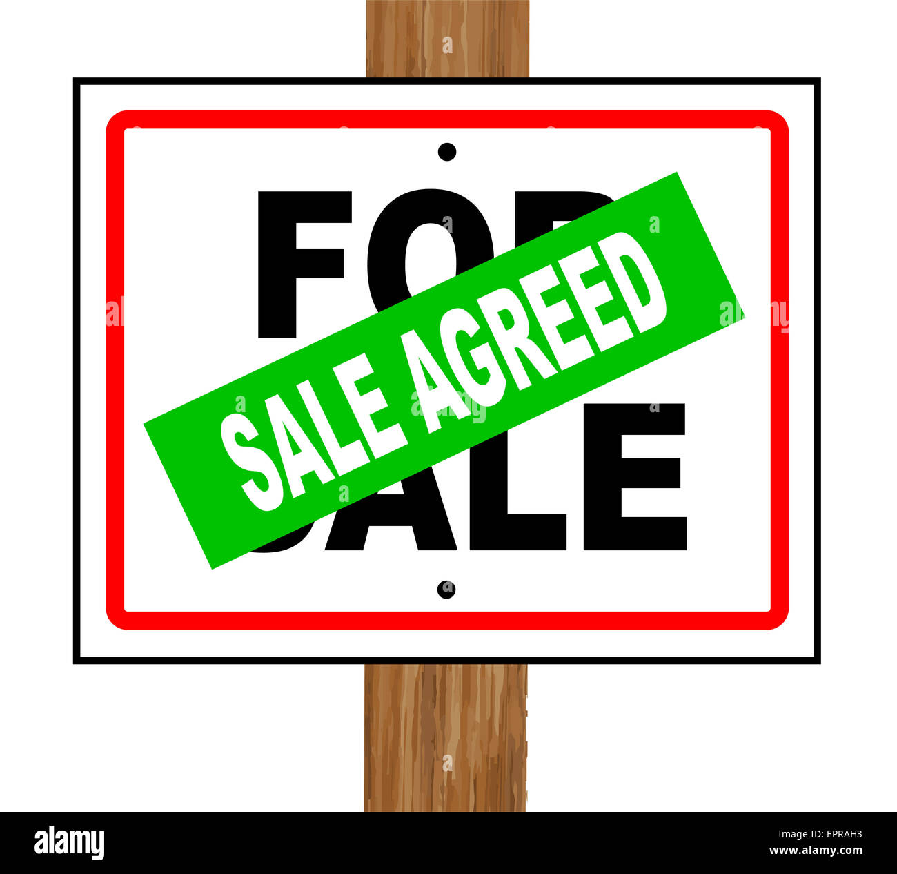 A typical for sale sale sign with a sale agreed splash over a white ...