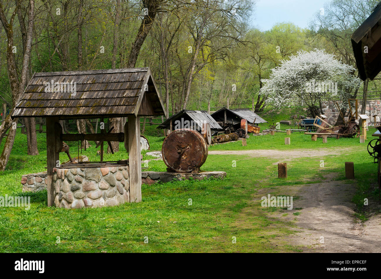 Sunny spring May day in old village landscape Stock Photo - Alamy