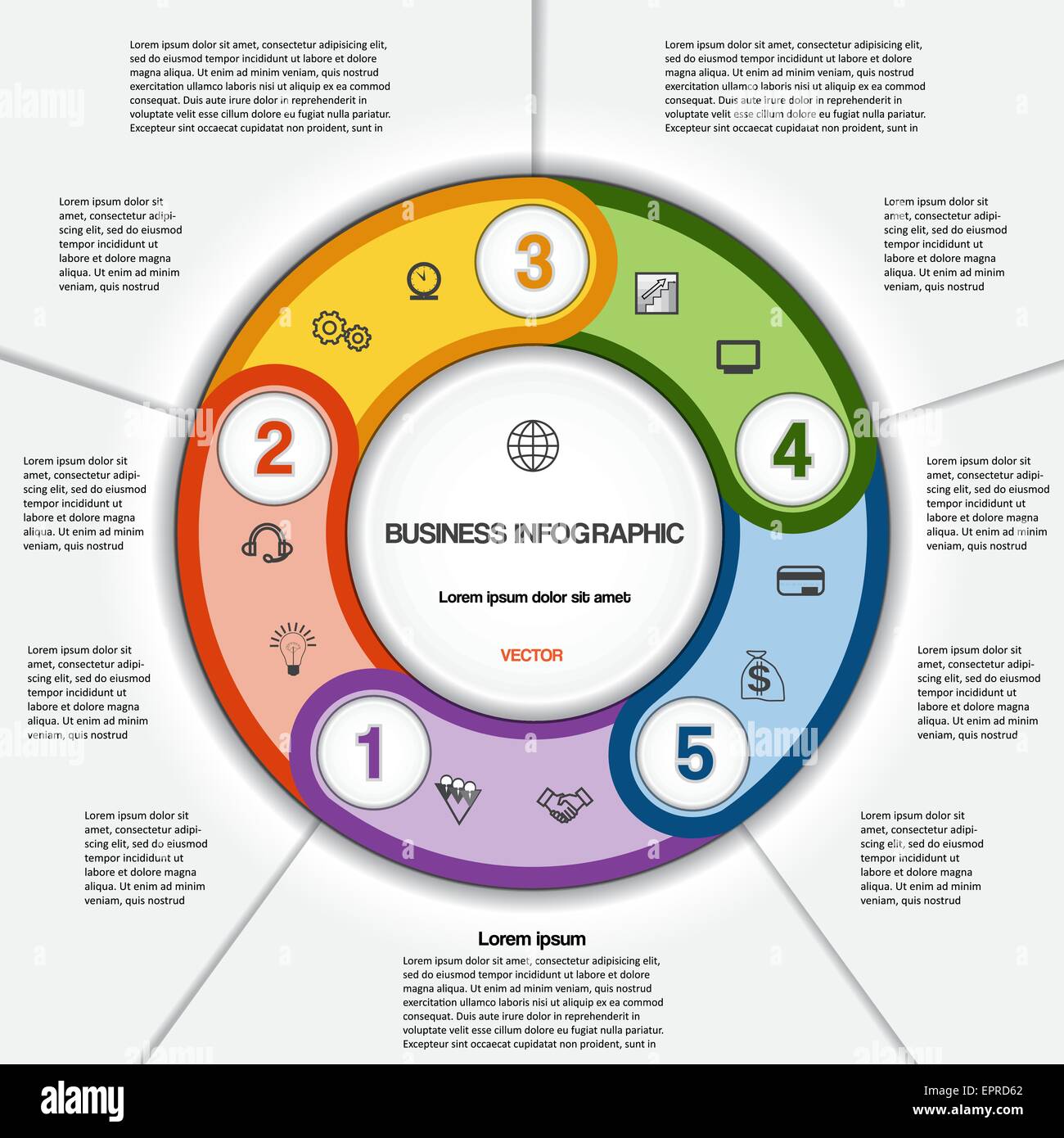 Infographic for success business project, multi-coloured ring numbered ...