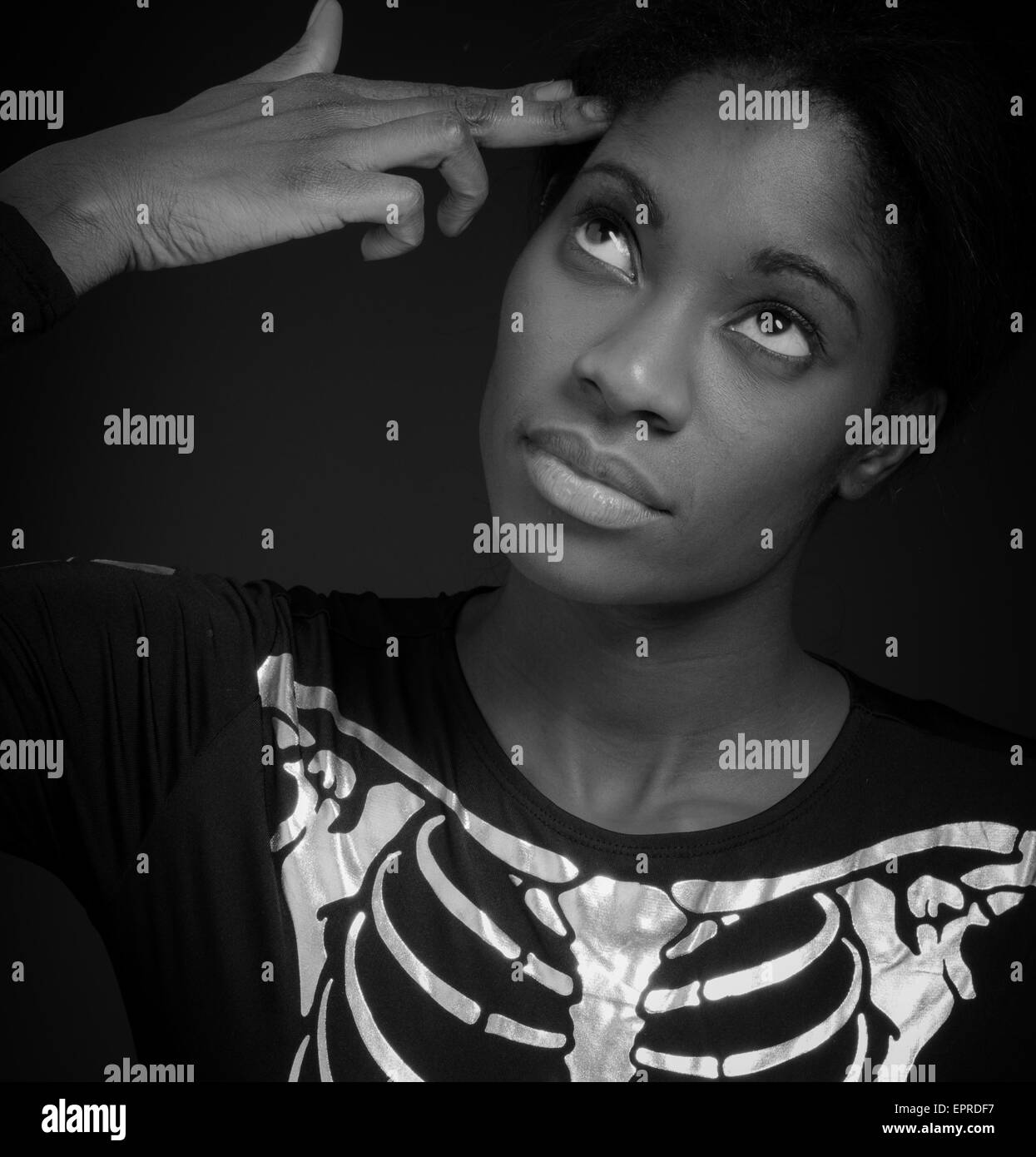 Woman with model skeleton Black and White Stock Photos & Images - Alamy