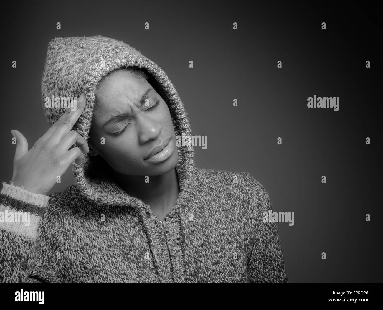 Model isolated with headache Stock Photo - Alamy