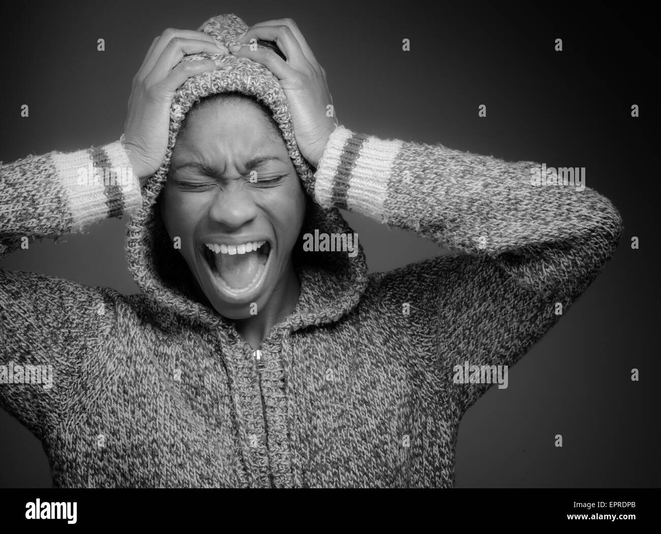 Stressed out woman Black and White Stock Photos & Images - Alamy