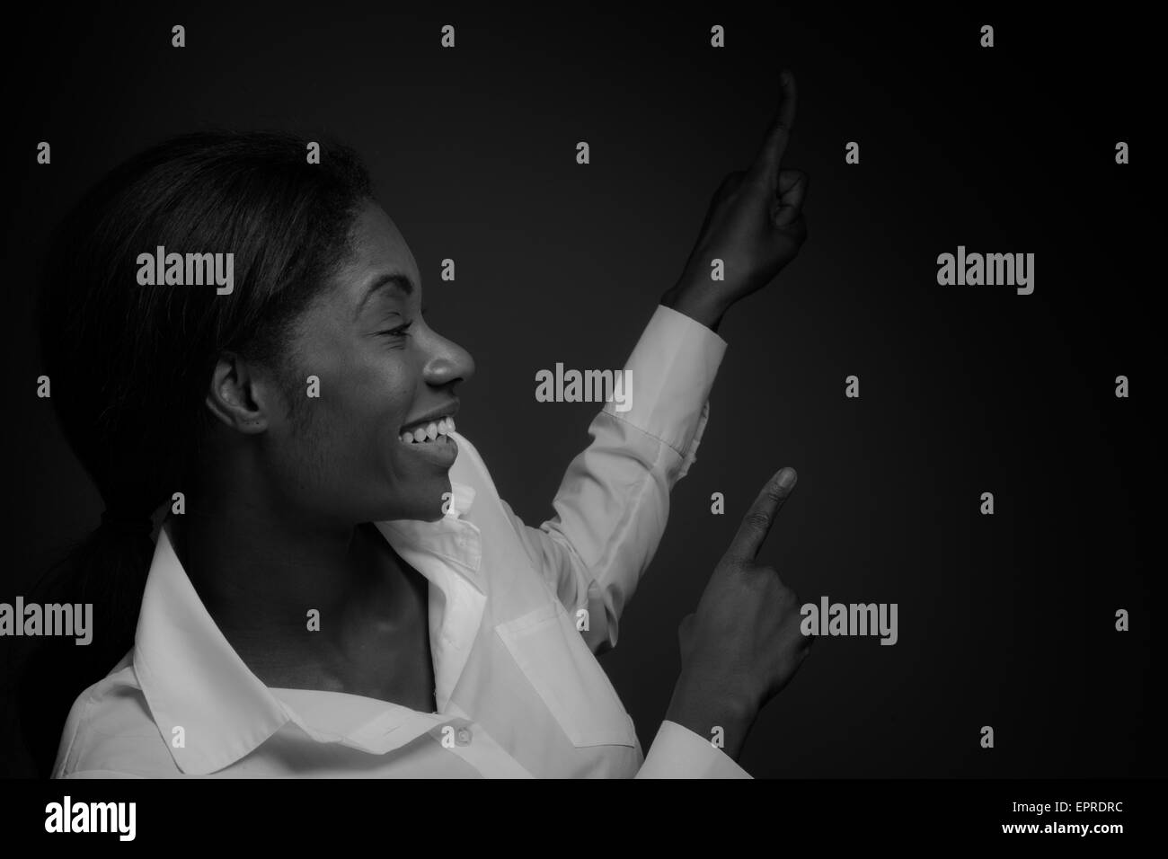 Model isolated pointing Stock Photo - Alamy