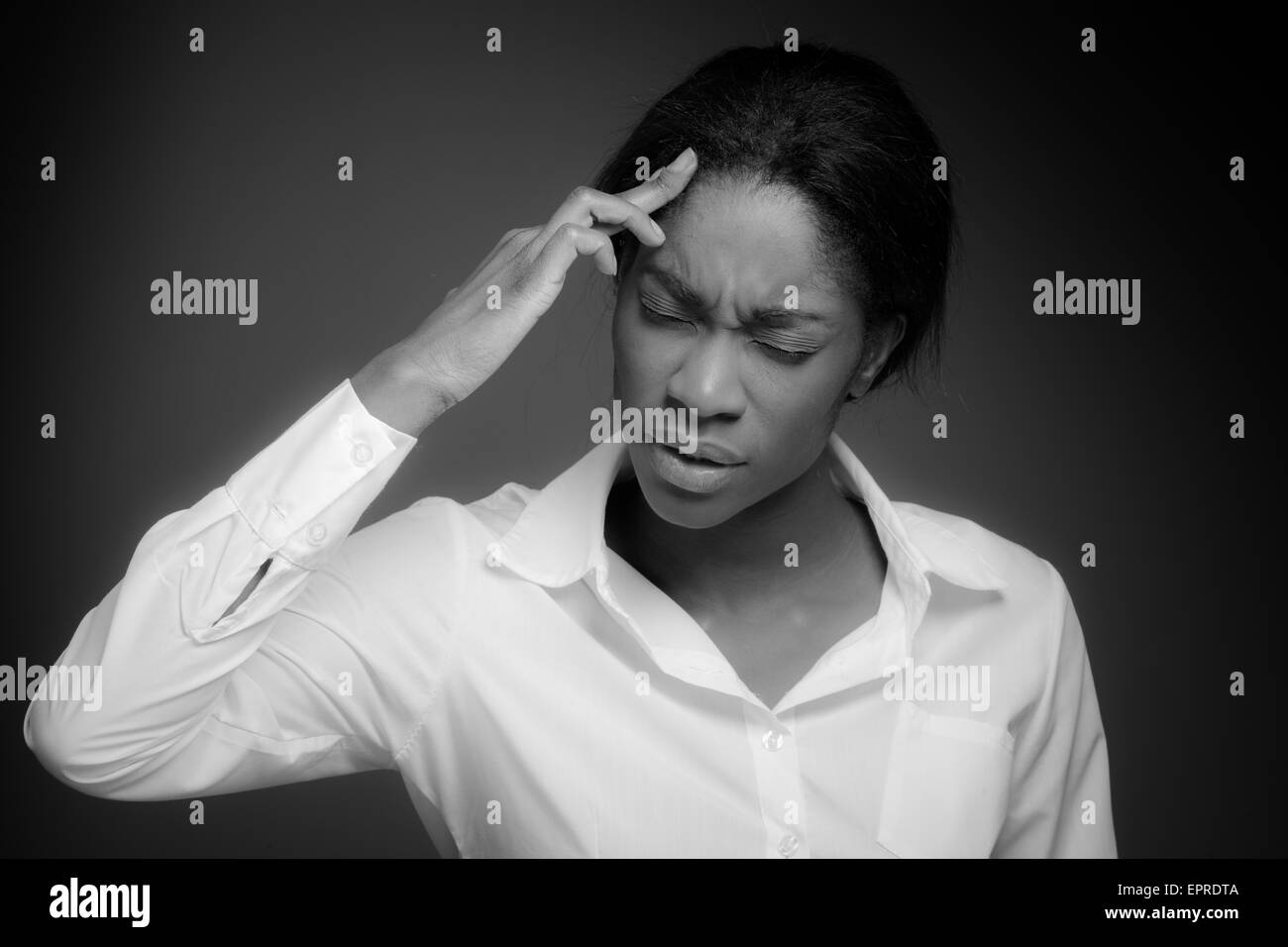 Model isolated with headache Stock Photo - Alamy