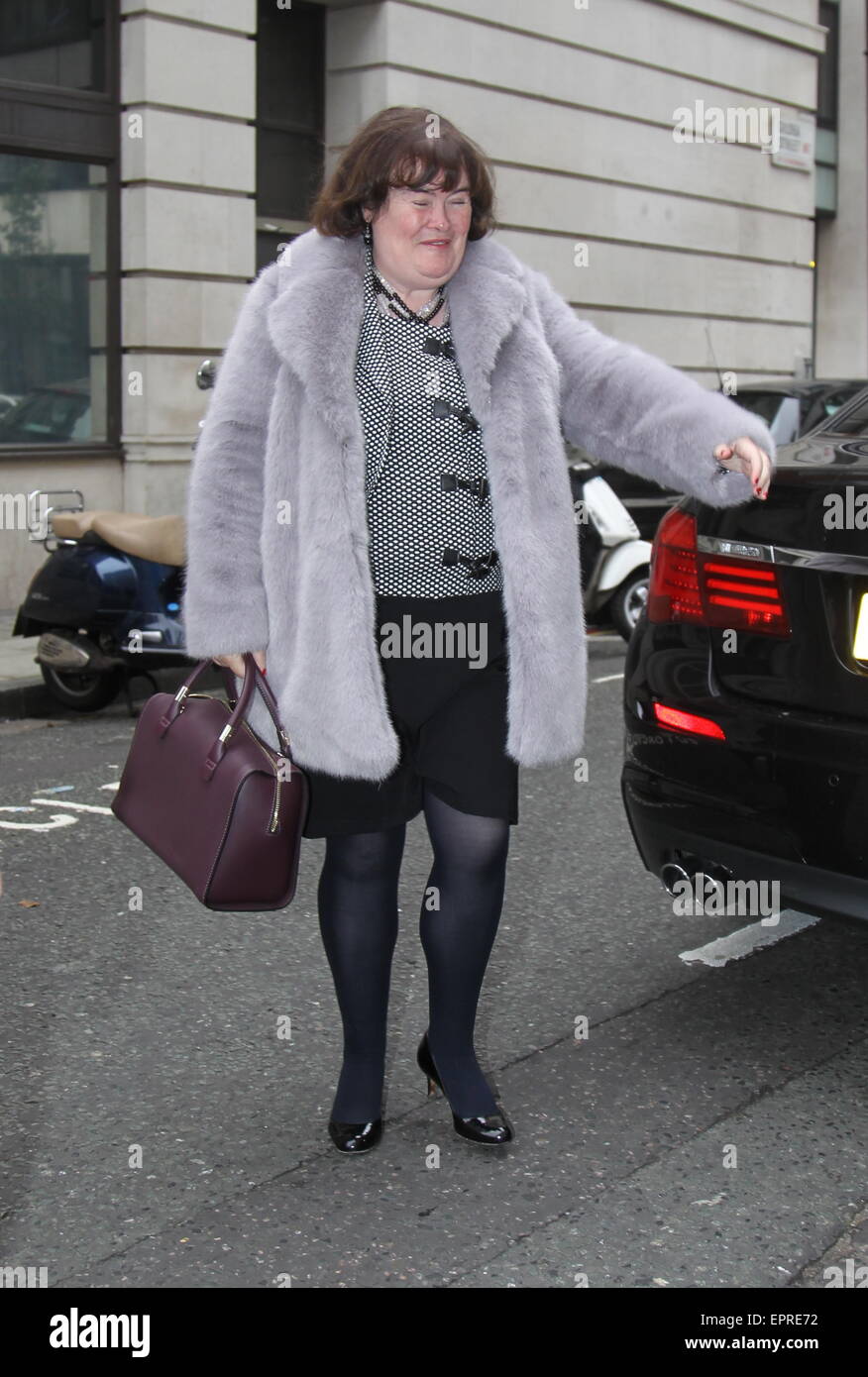 Susan Boyle seen at Radio. On the way out shegave a flash of her leg ...