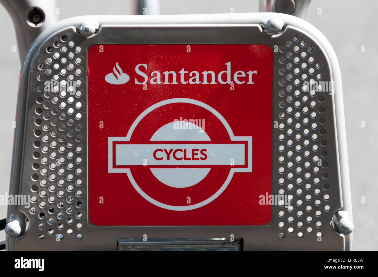 Santander sponsorship of 'Boris Bikes' in London Stock Photo - Alamy