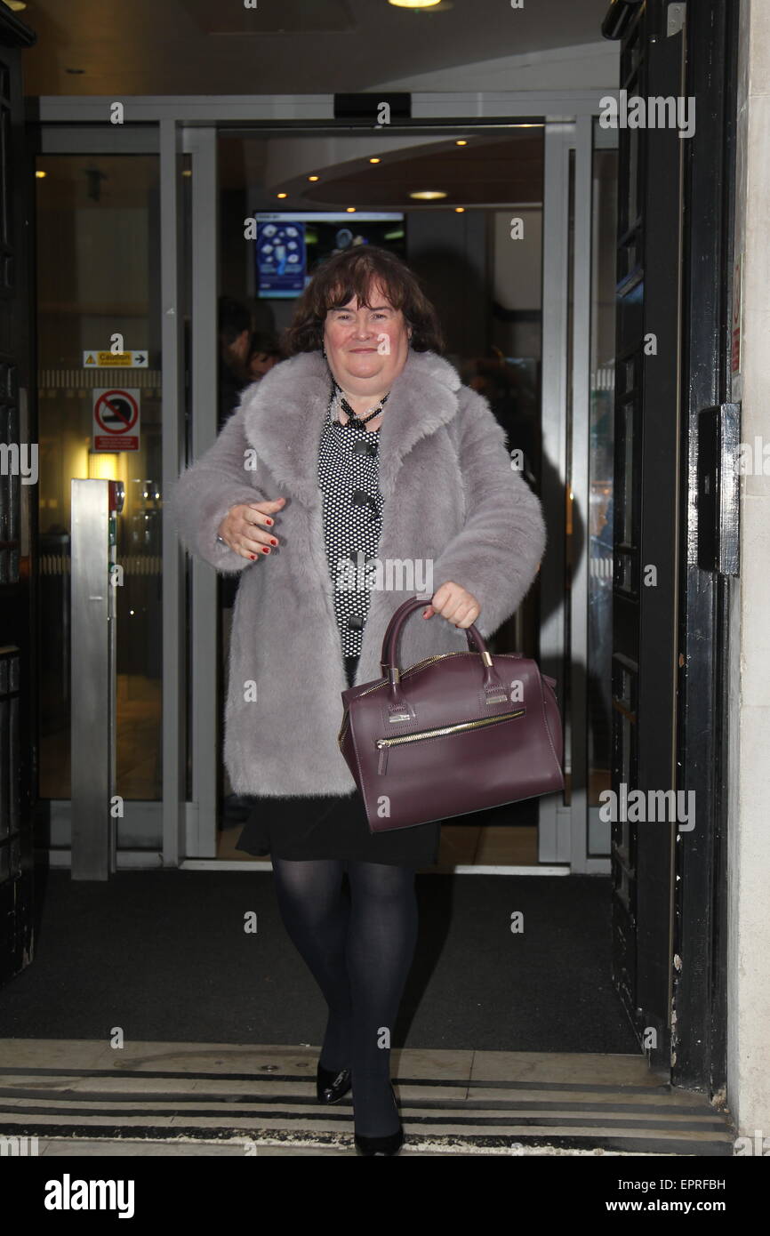 Susan Boyle seen at Radio. On the way out shegave a flash of her leg ...