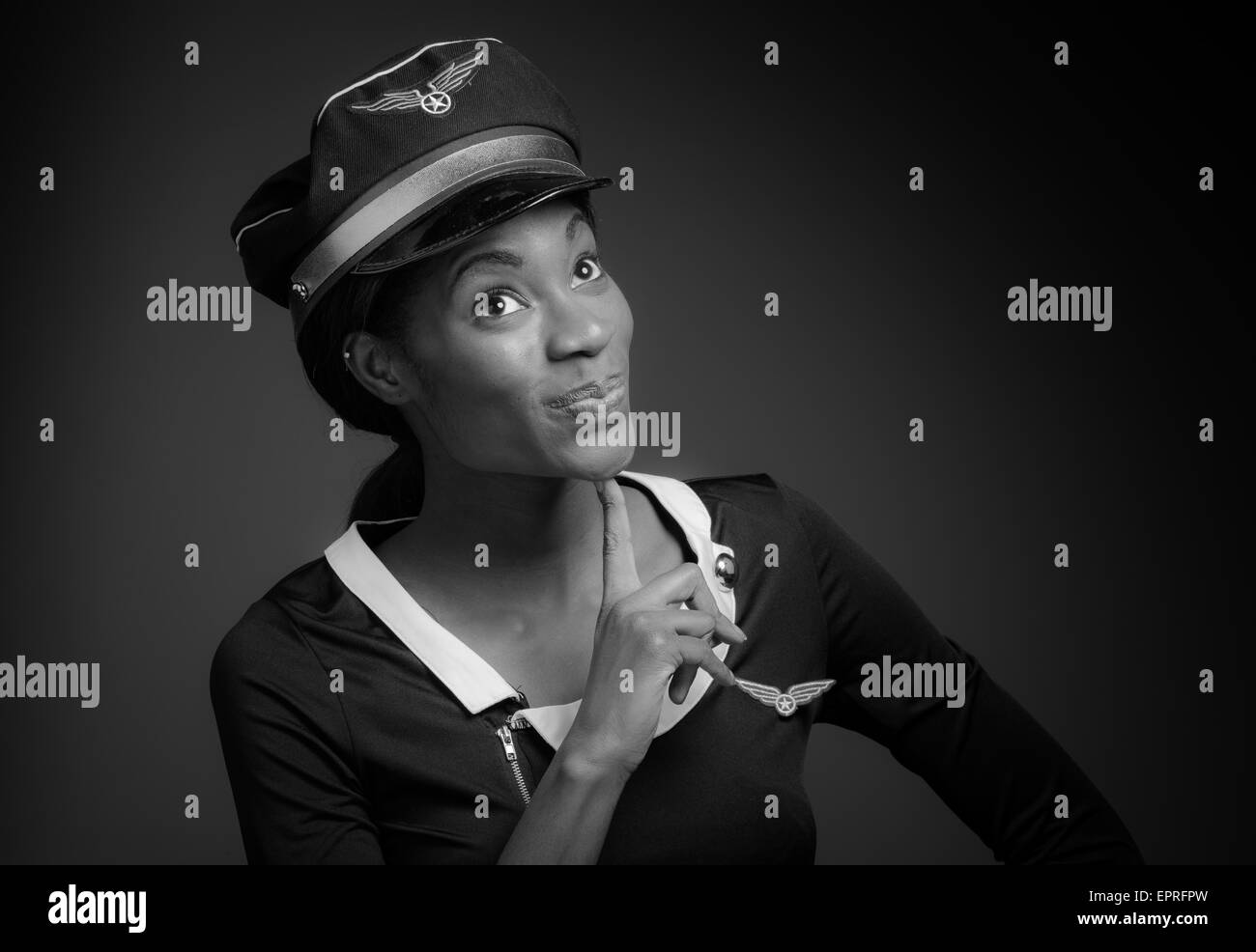 Model isolated thinking looking up Stock Photo - Alamy