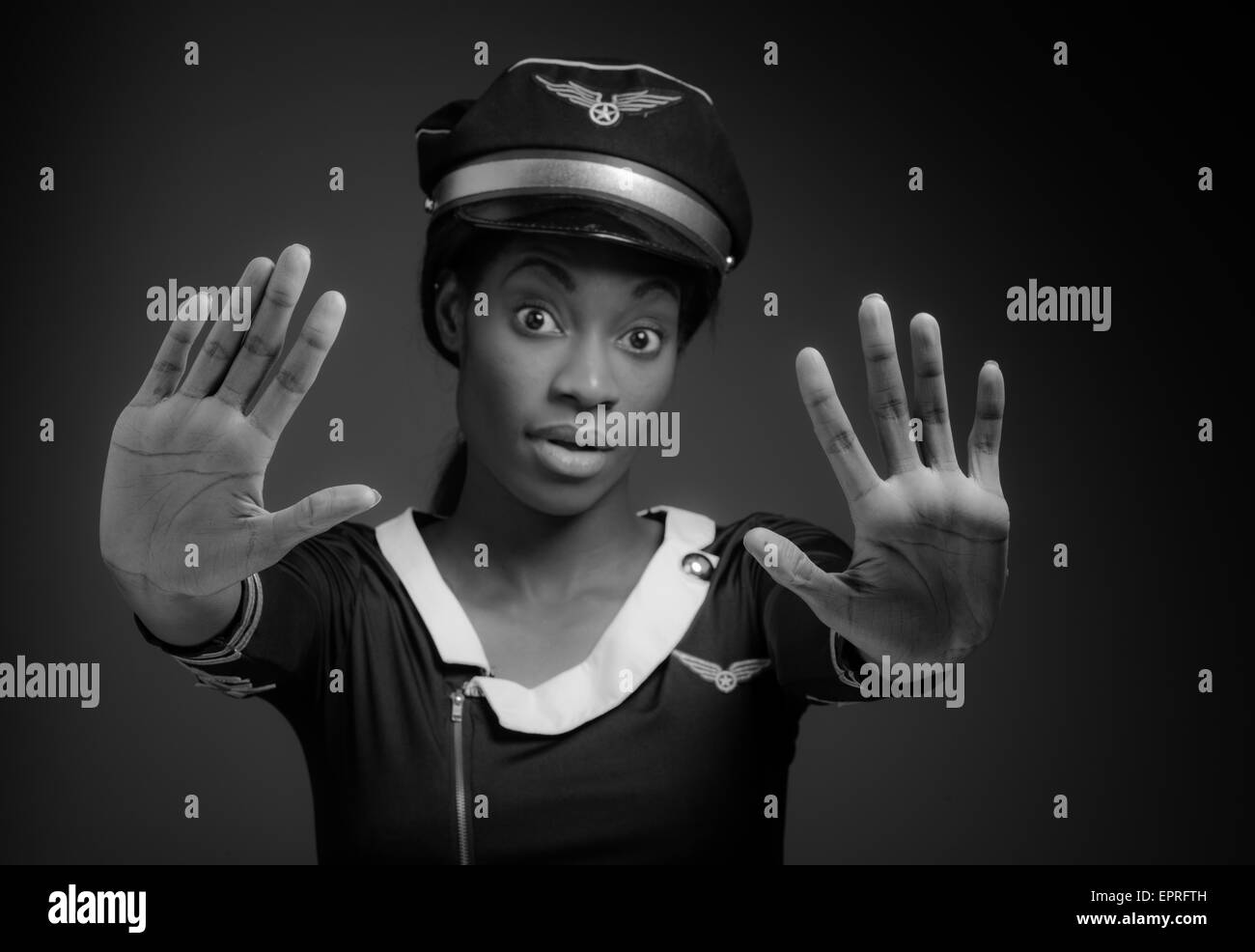 Model isolated stop sign with hand Stock Photo - Alamy