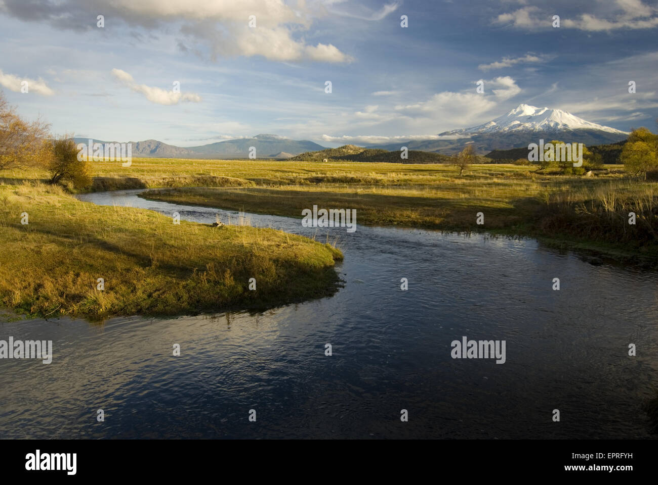 Mount Shasta and the Shasta River, Mt. Shasta, CA Stock Photo - Alamy