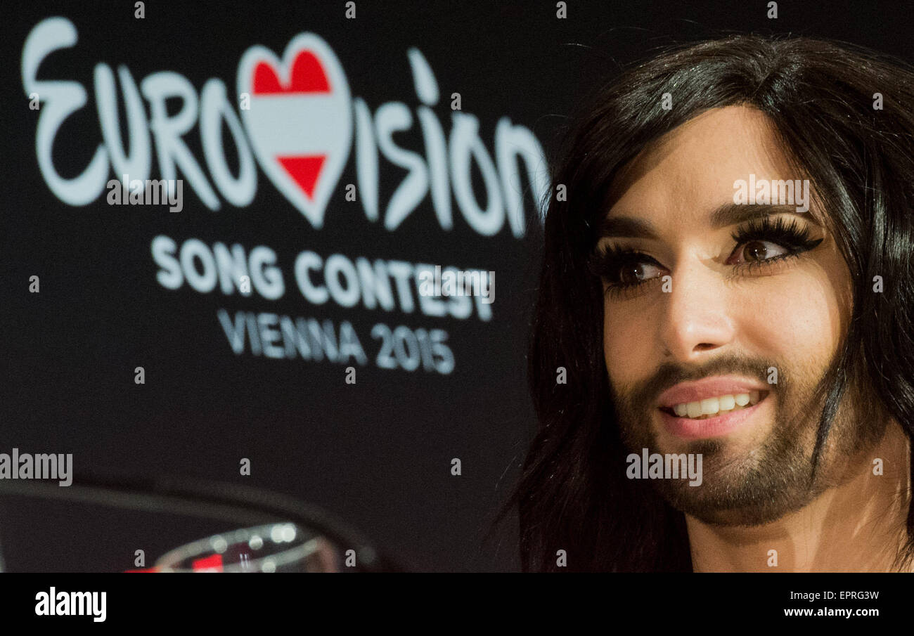 Vienna, Austria. 21st May, 2015. Austrian singer Conchita Wurst speaks ...