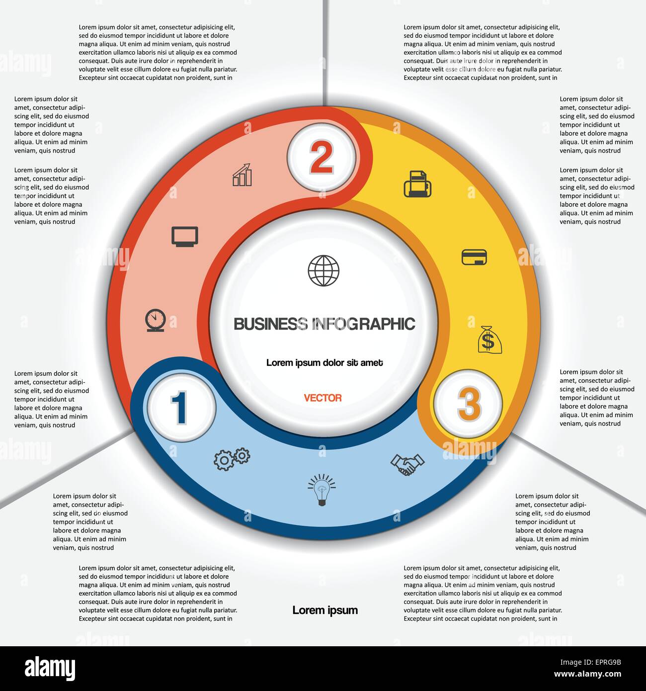 Infographic for success business project, multi-coloured ring numbered ...