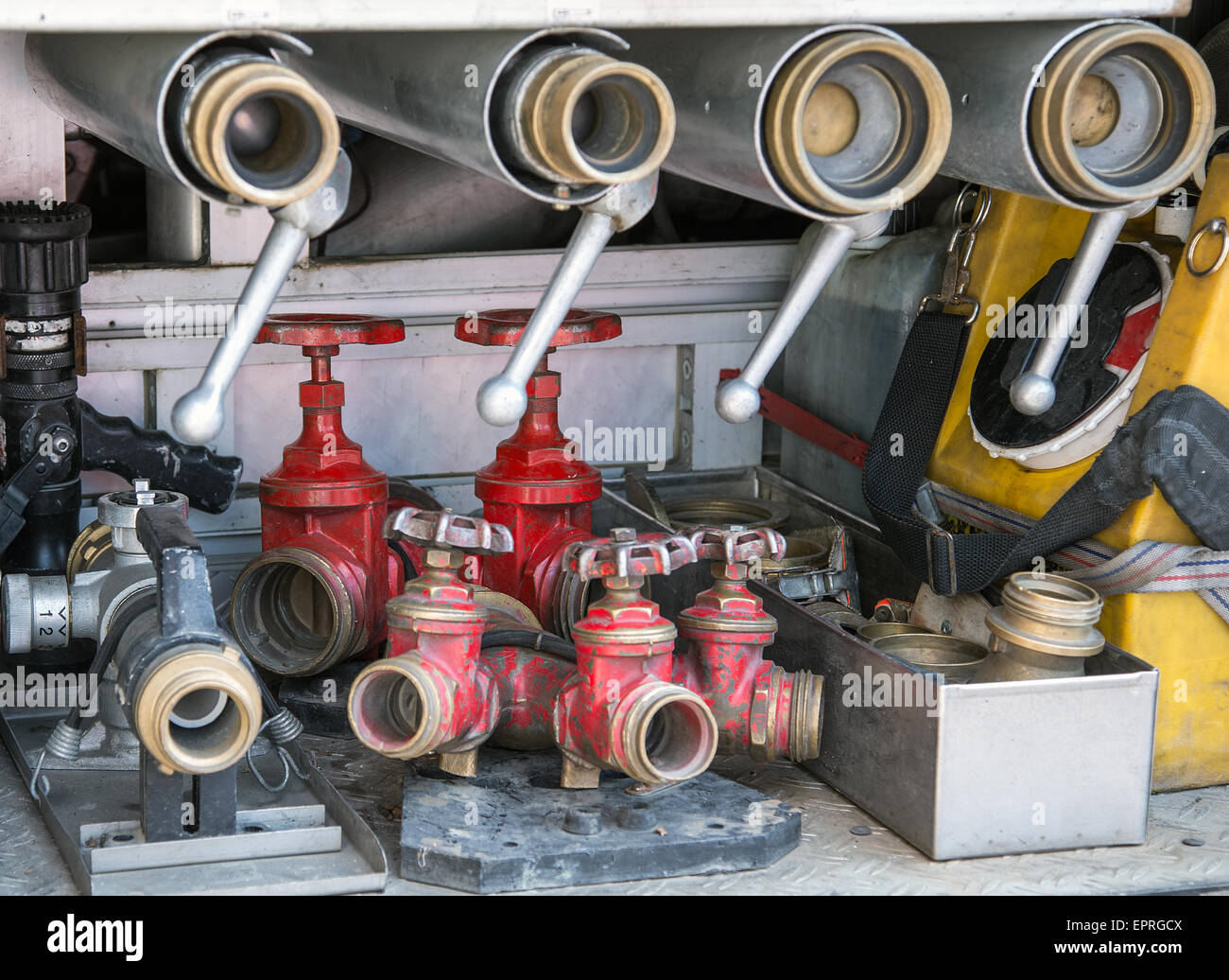equipments and tools of firefighters to fire off Stock Photo - Alamy
