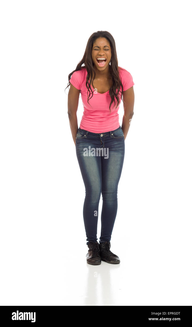 Model isolated on plain background in studio Stock Photo - Alamy