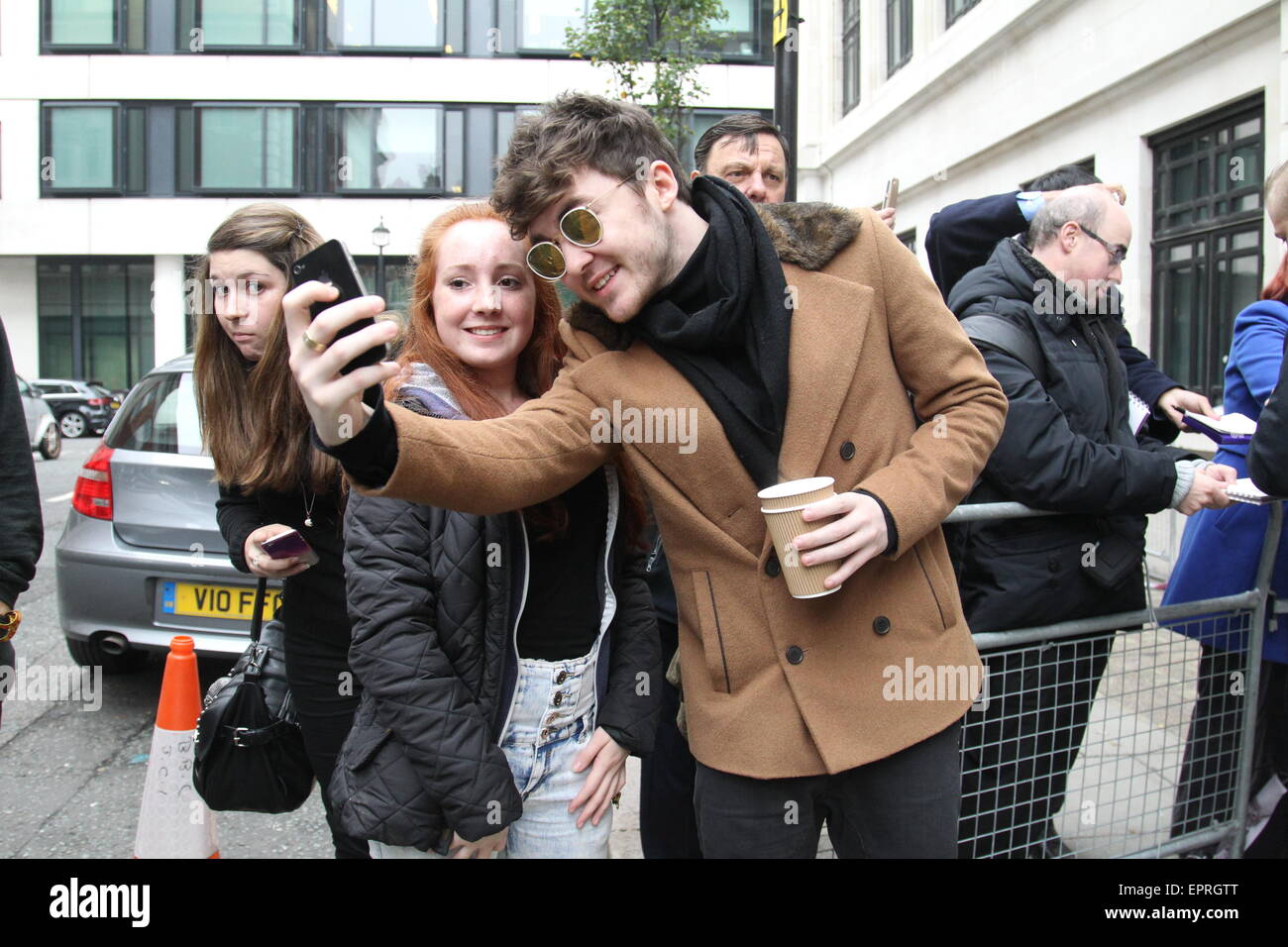 Pop group Rixton seen leaving Radio 2. The band features Jake Roche ...