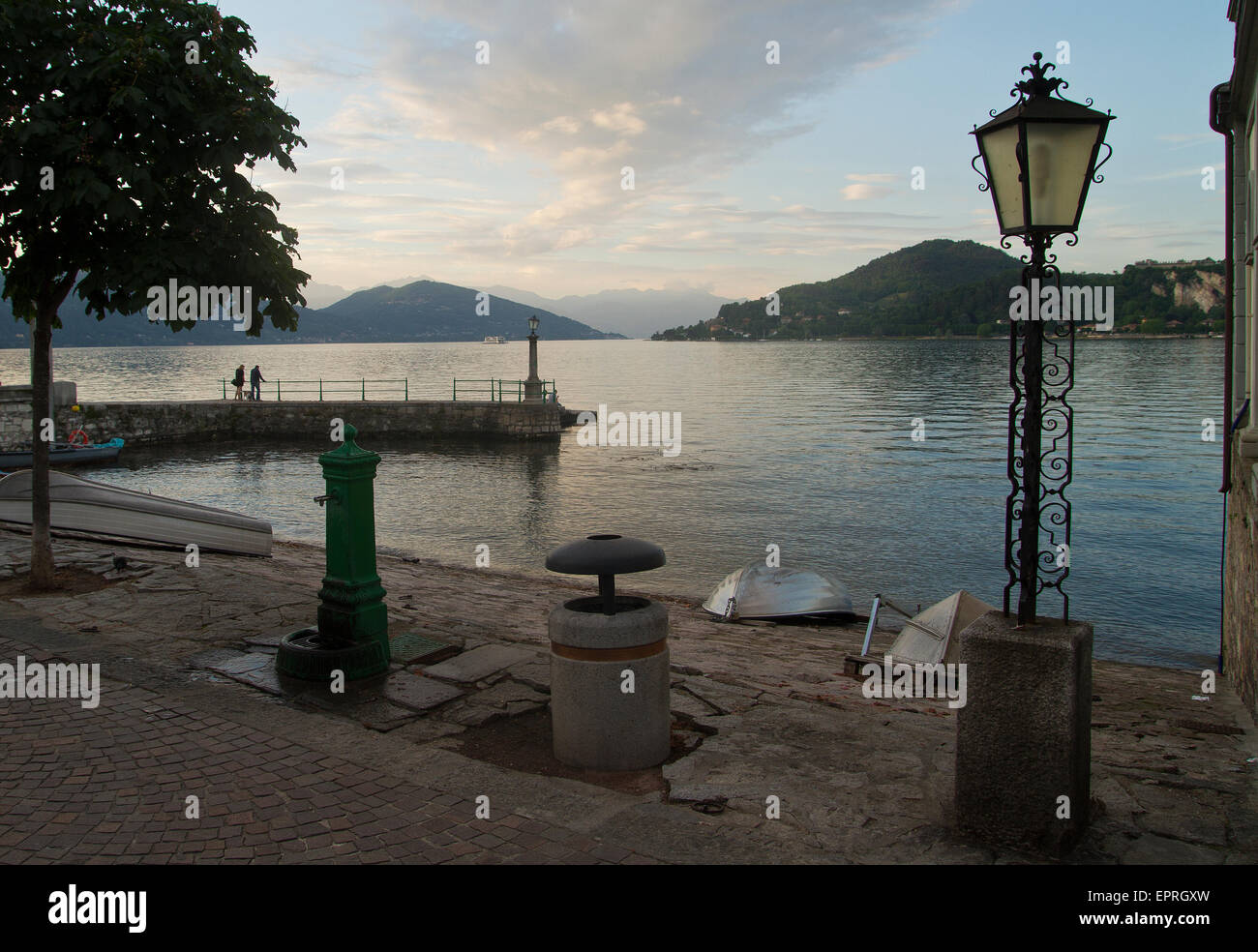 Lake Maggiore at dusk from Arona Italy Stock Photo - Alamy