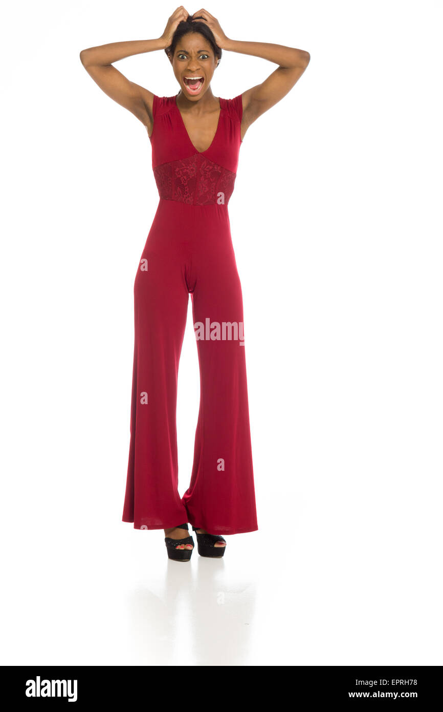 Model isolated on plain background in studio Stock Photo - Alamy