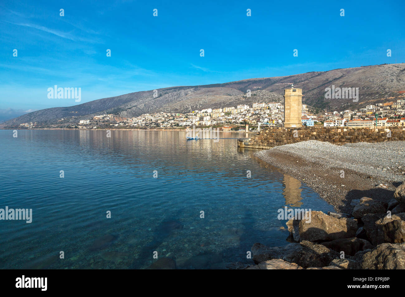 village landscape with sea Stock Photo - Alamy