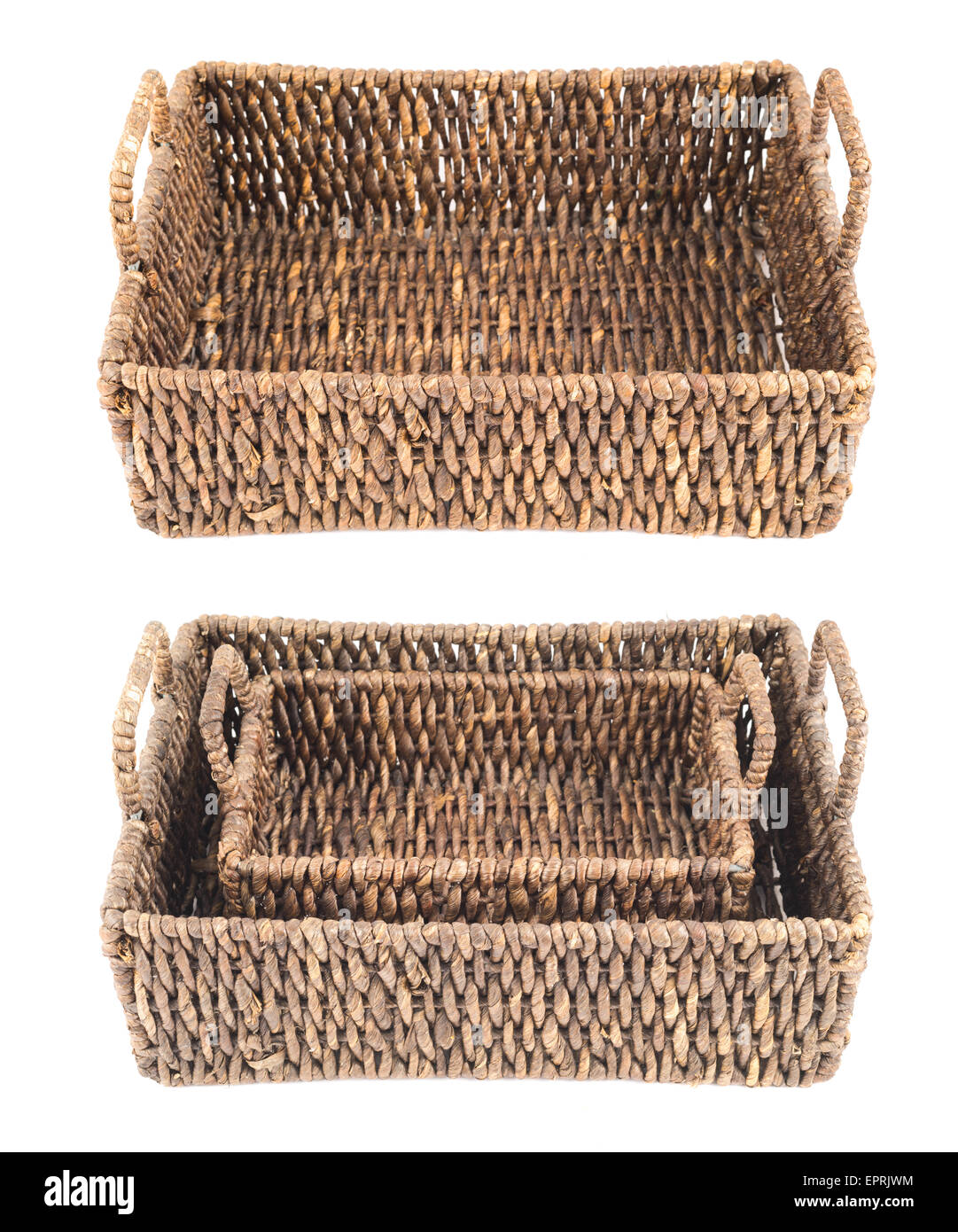 Brown wicker basket isolated Stock Photo - Alamy