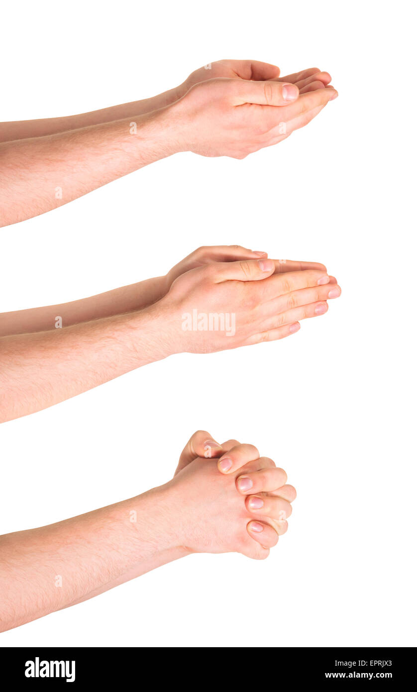 Praying and begging hand gesture isolated Stock Photo - Alamy