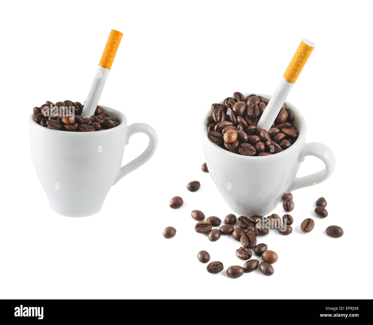 Cigarette in a cup full of coffee Stock Photo - Alamy