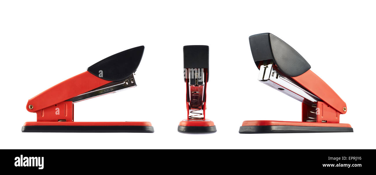 Red office stapler isolated Stock Photo - Alamy