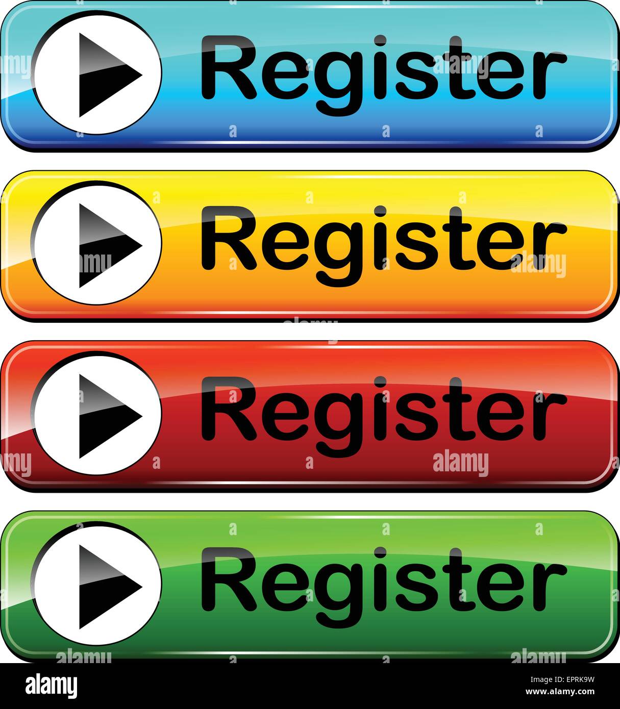 illustration of colorful web buttons for register Stock Vector Image ...