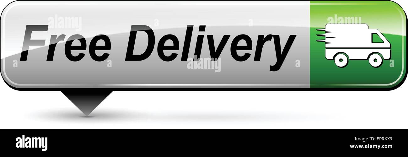 illustration of free delivery rectangular icon on white background ...