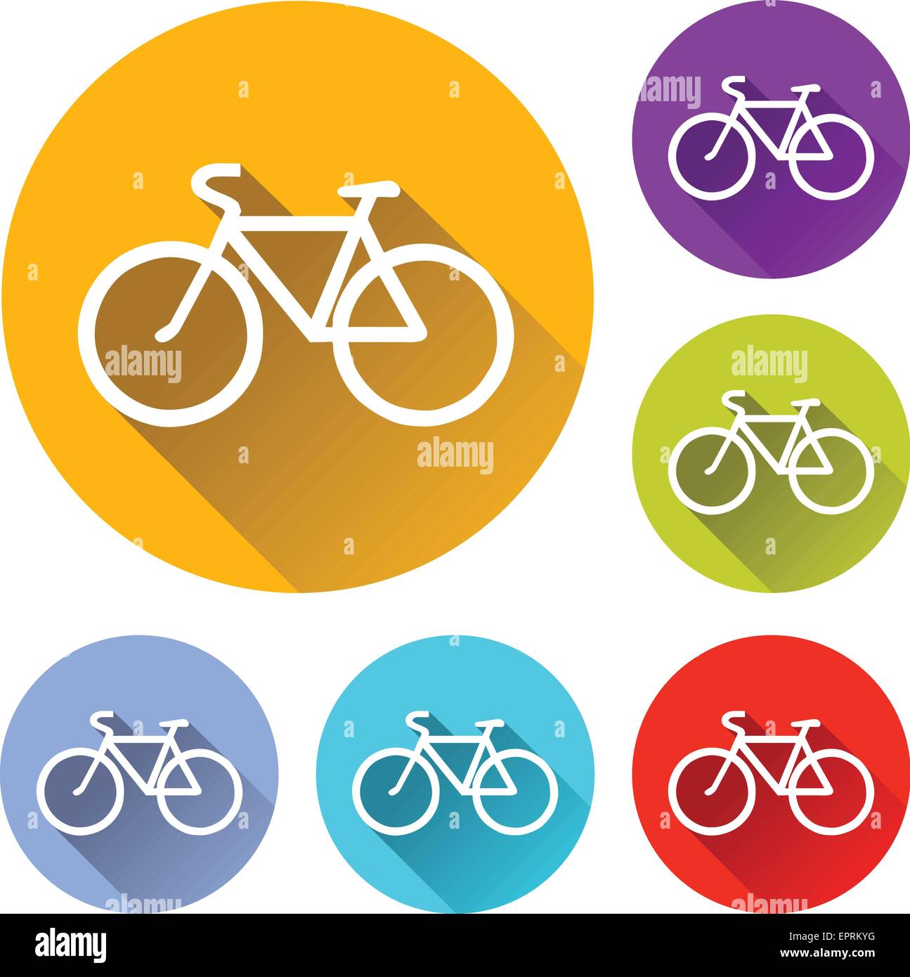 vector illustration of six colorful bicycle icons Stock Vector Image ...