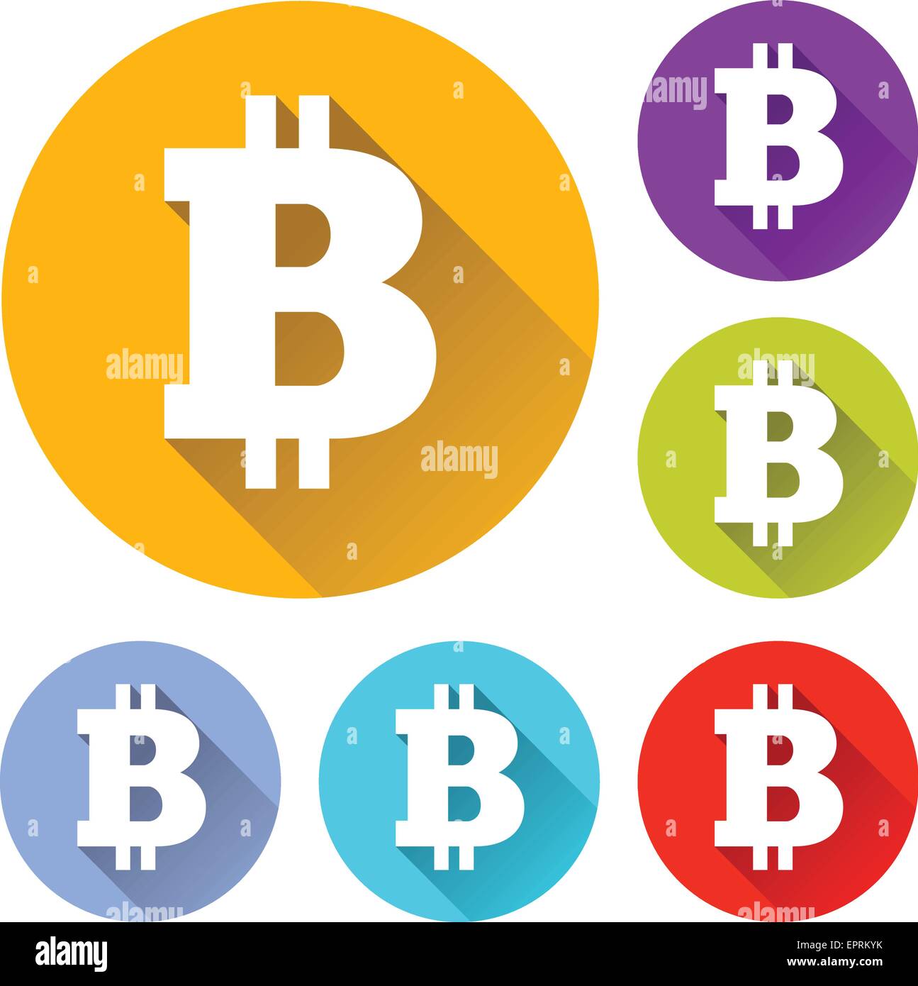 vector illustration of six colorful bitcoin icons Stock Vector Image ...