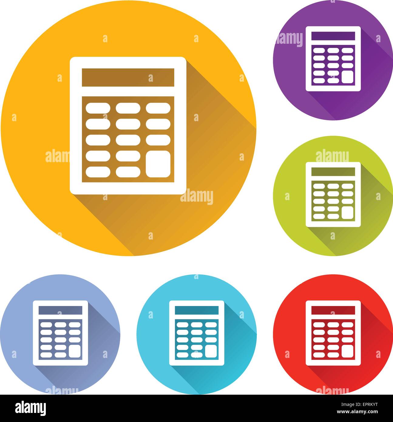 vector illustration of six colorful calculator icons Stock Vector Image ...