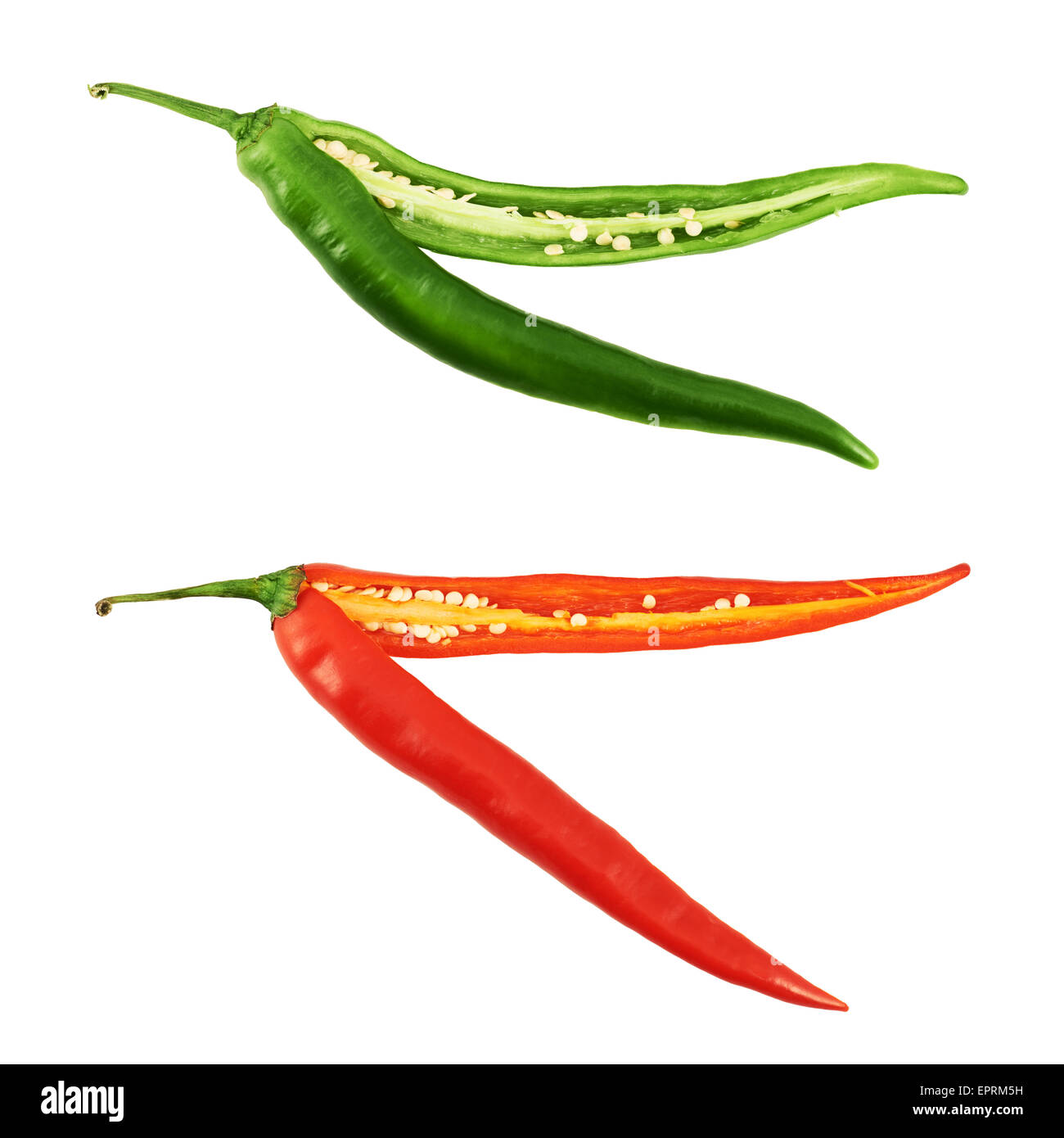 Two halves red chili hi-res stock photography and images - Alamy