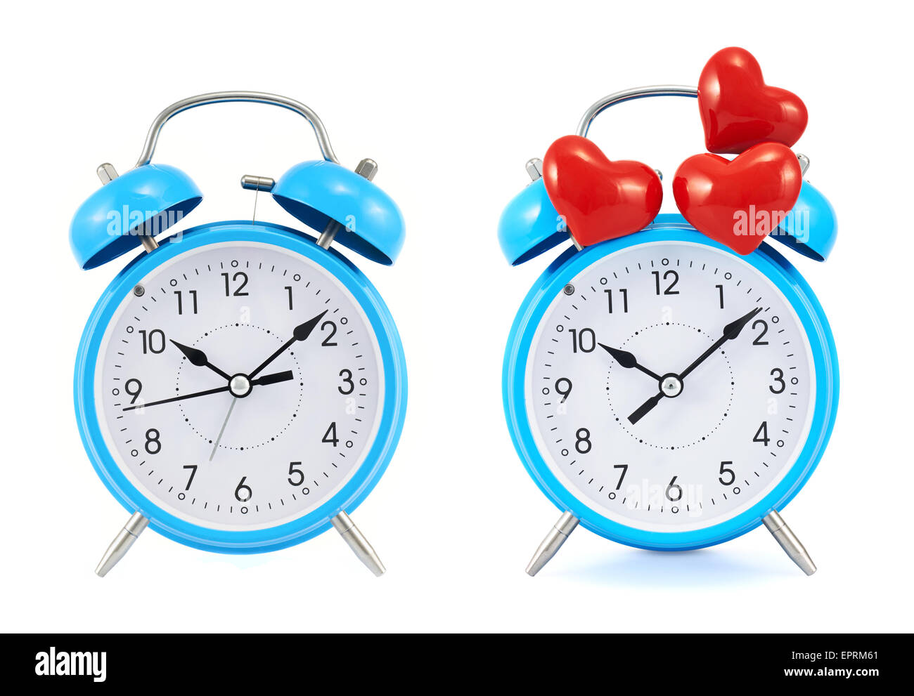 Blue alarm clock isolated Stock Photo - Alamy