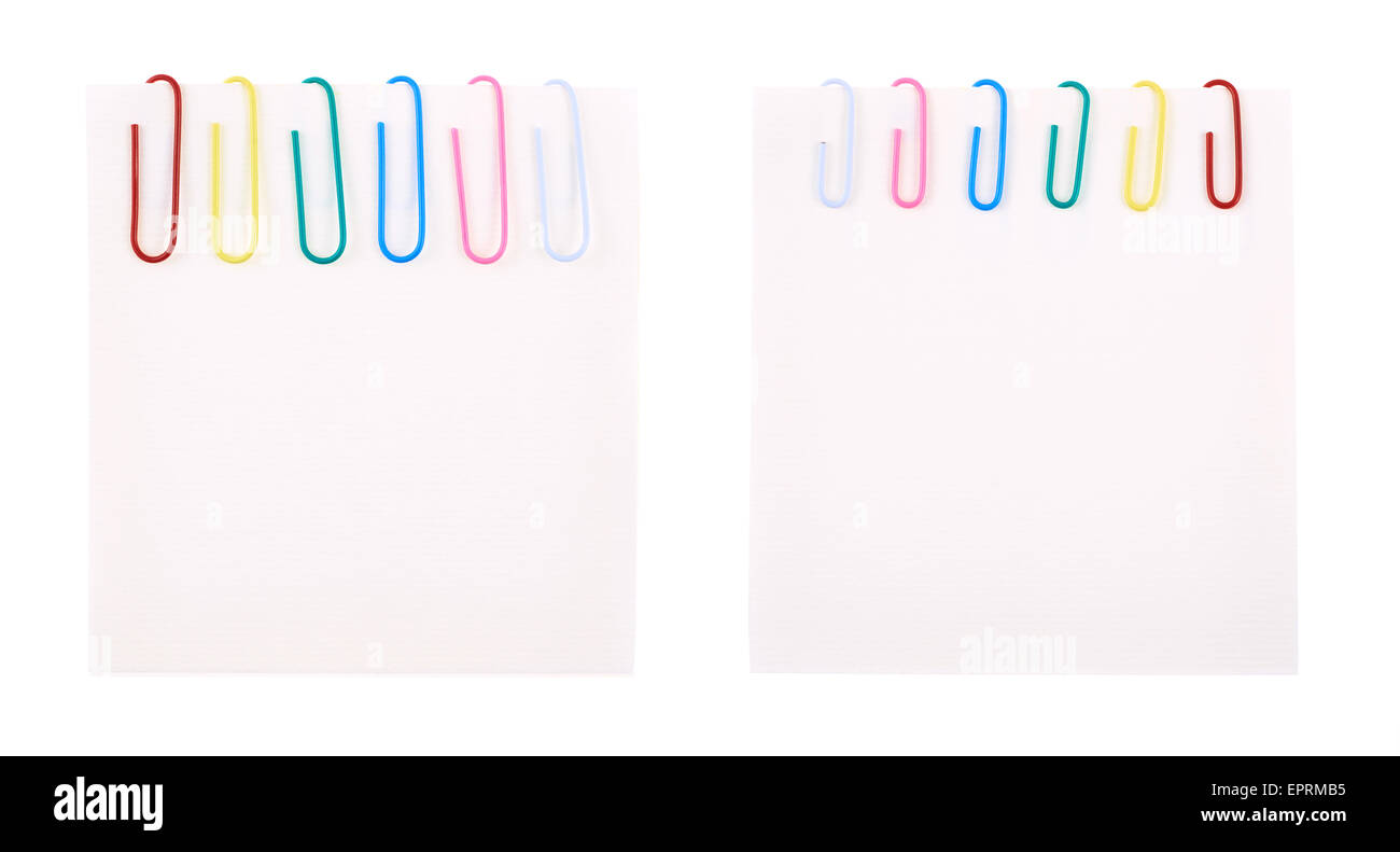 Six paper clips clipped to a paper Stock Photo - Alamy