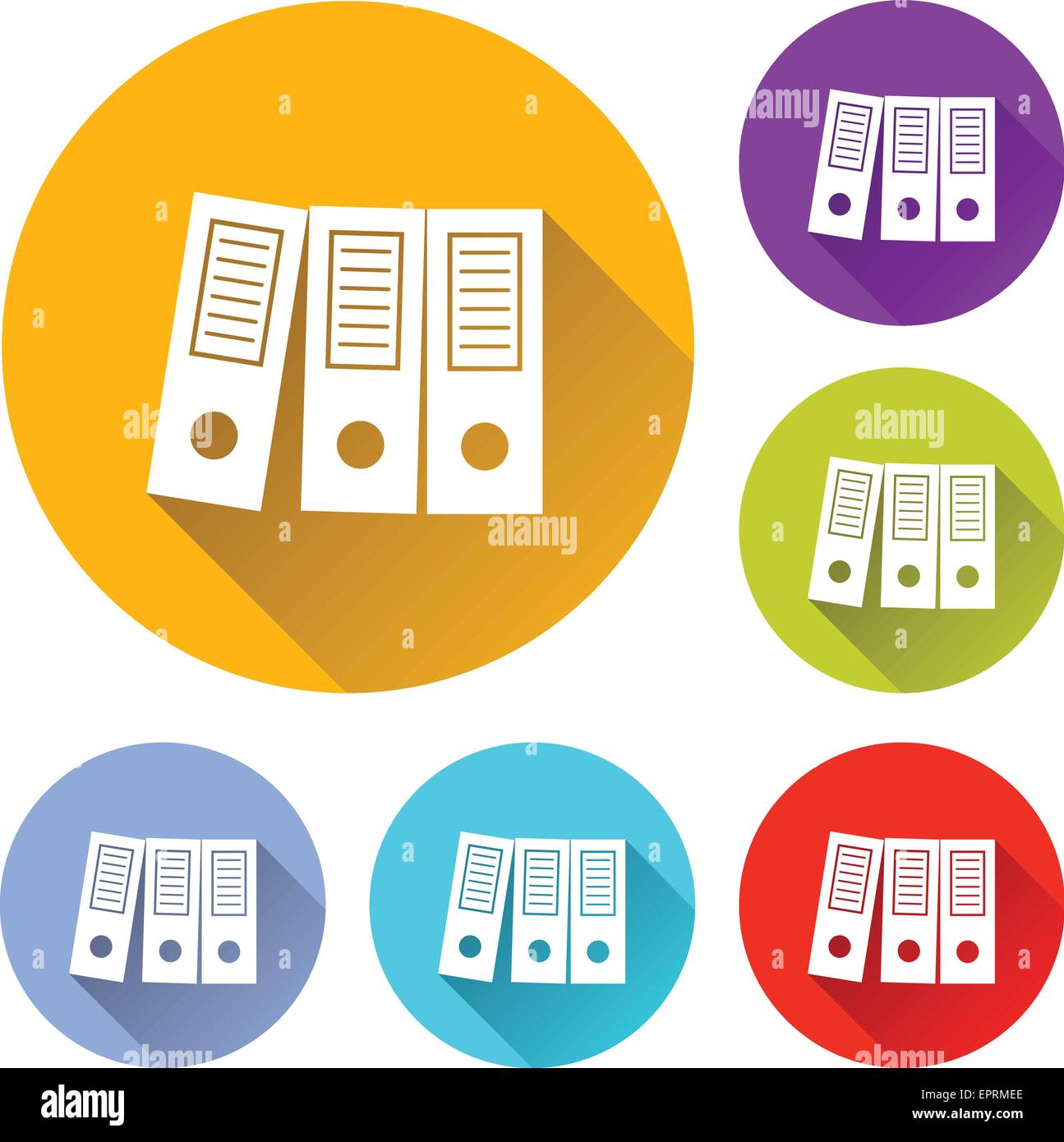 vector illustration of six colorful binder icons Stock Vector Image ...