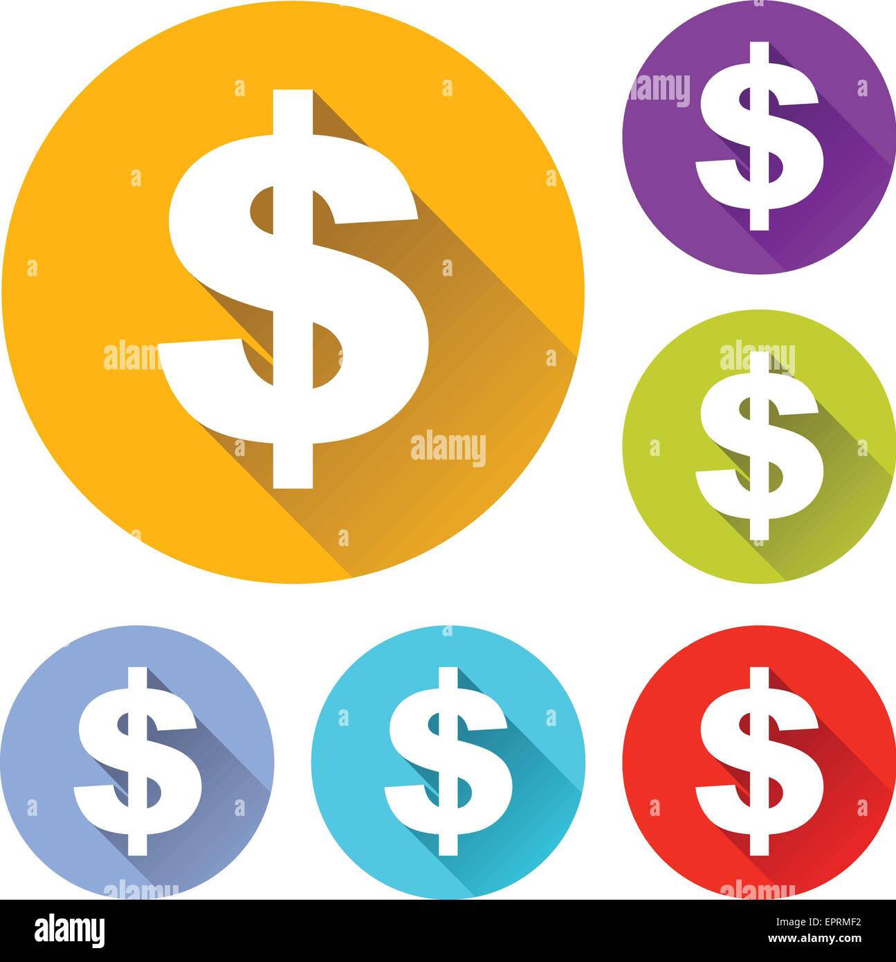 vector illustration of six colorful dollar icons Stock Vector Image ...