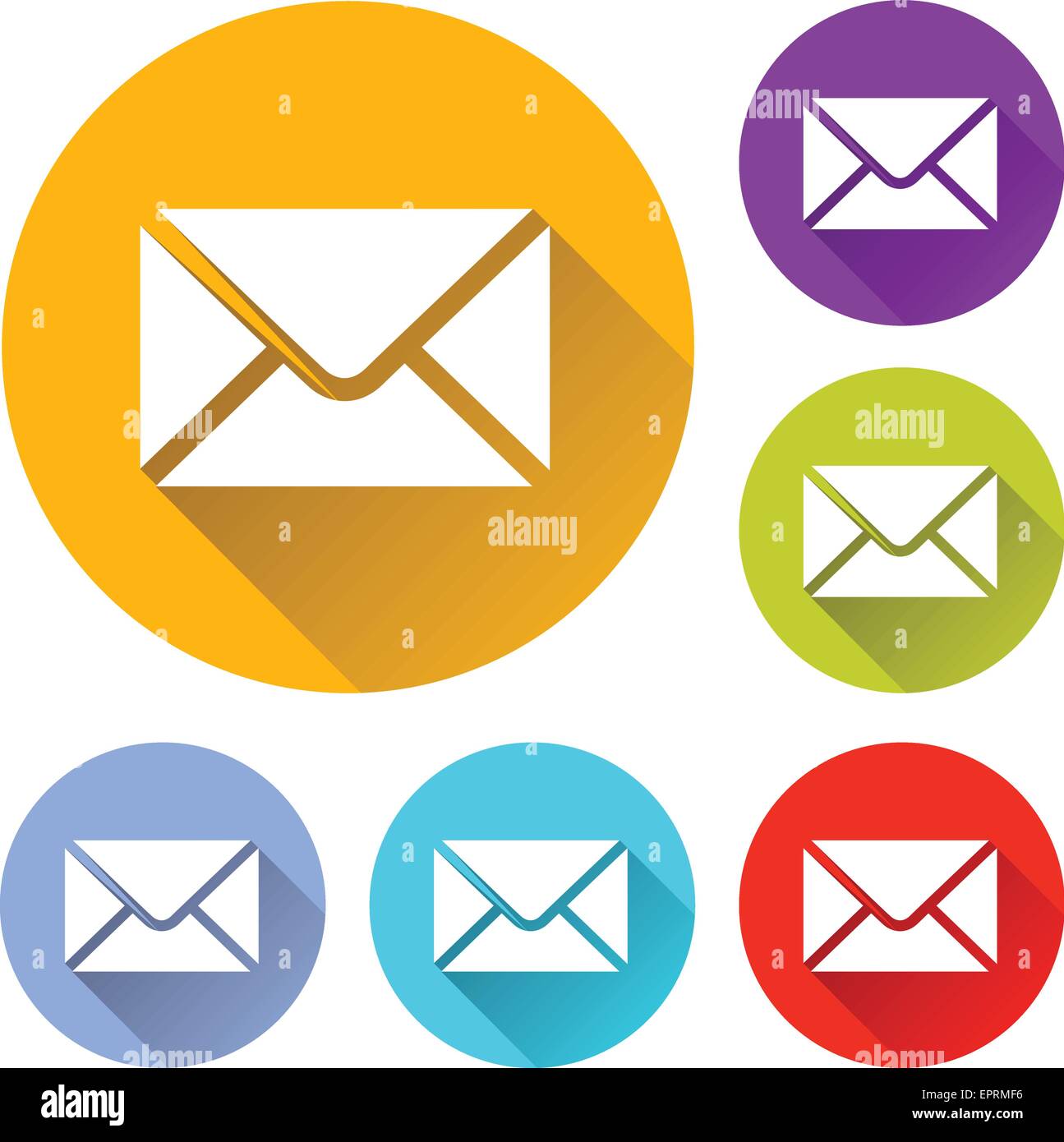 vector illustration of six colorful mail envelope icons Stock Vector ...