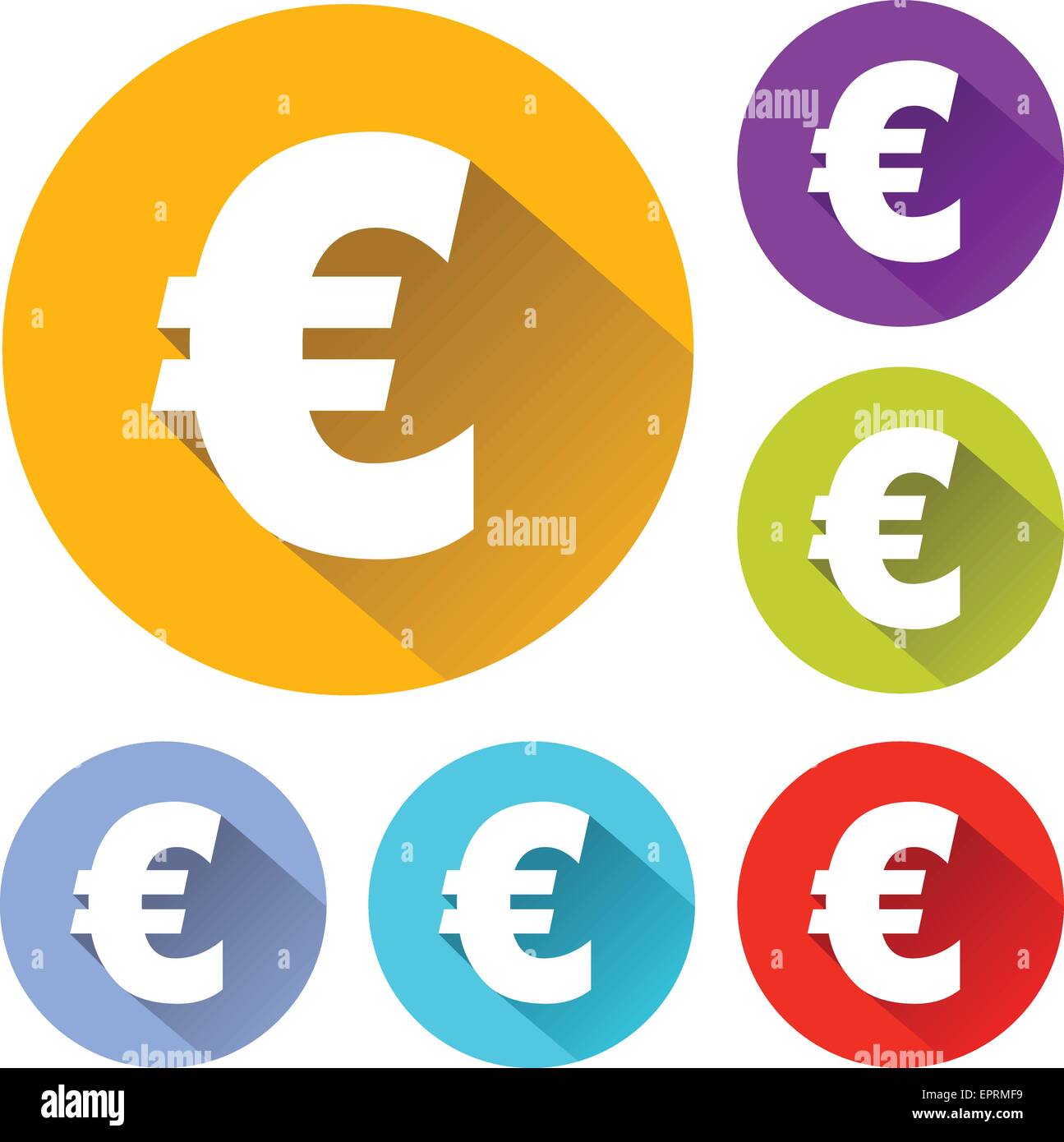 vector illustration of six colorful euro icons Stock Vector Image & Art ...