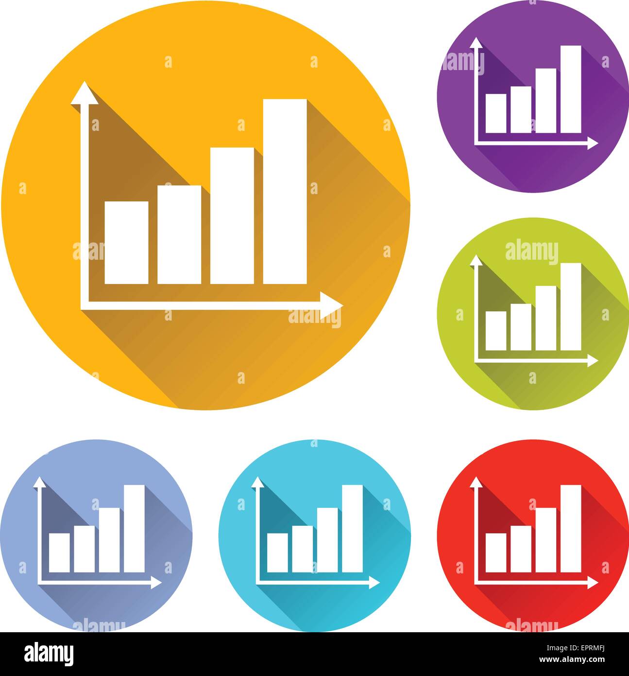 vector illustration of six colorful graph icons Stock Vector Image ...