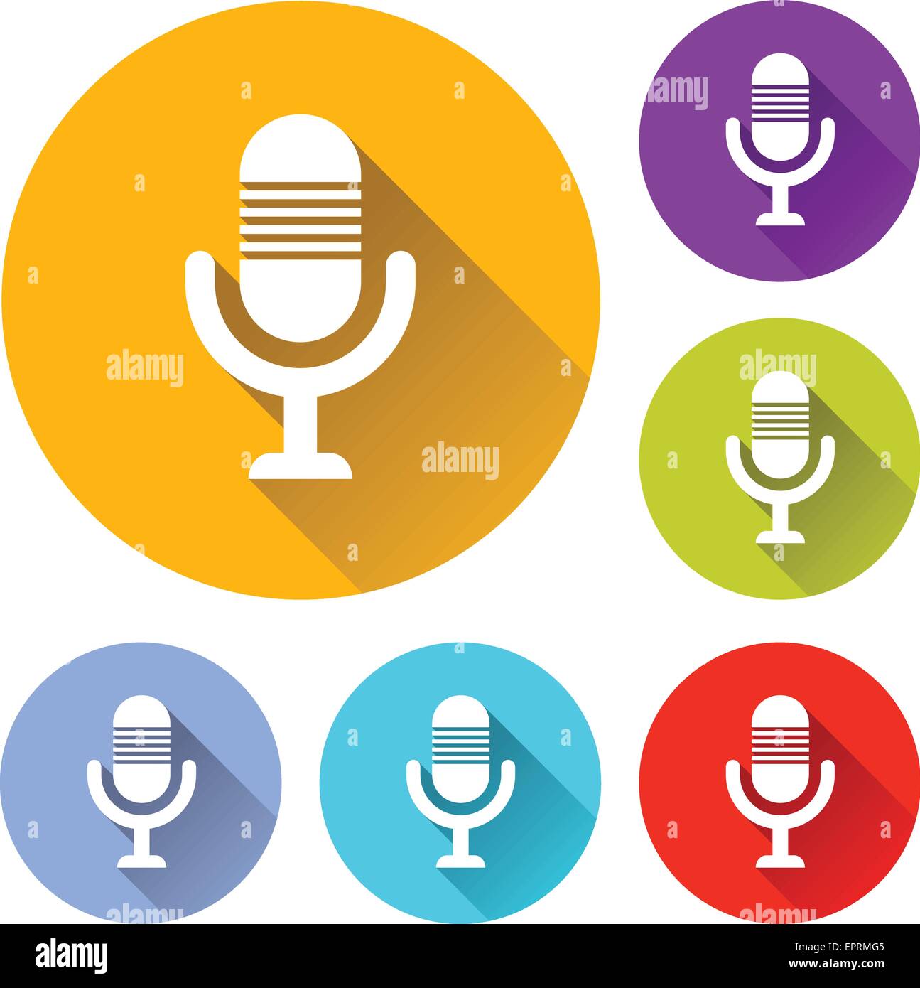 vector illustration of six colorful microphone icons Stock Vector Image ...