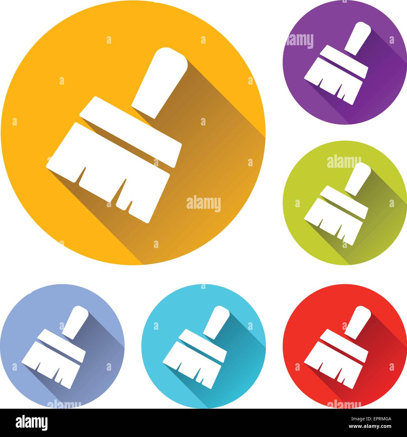 vector illustration of six colorful paintbrush icons Stock Vector Image ...