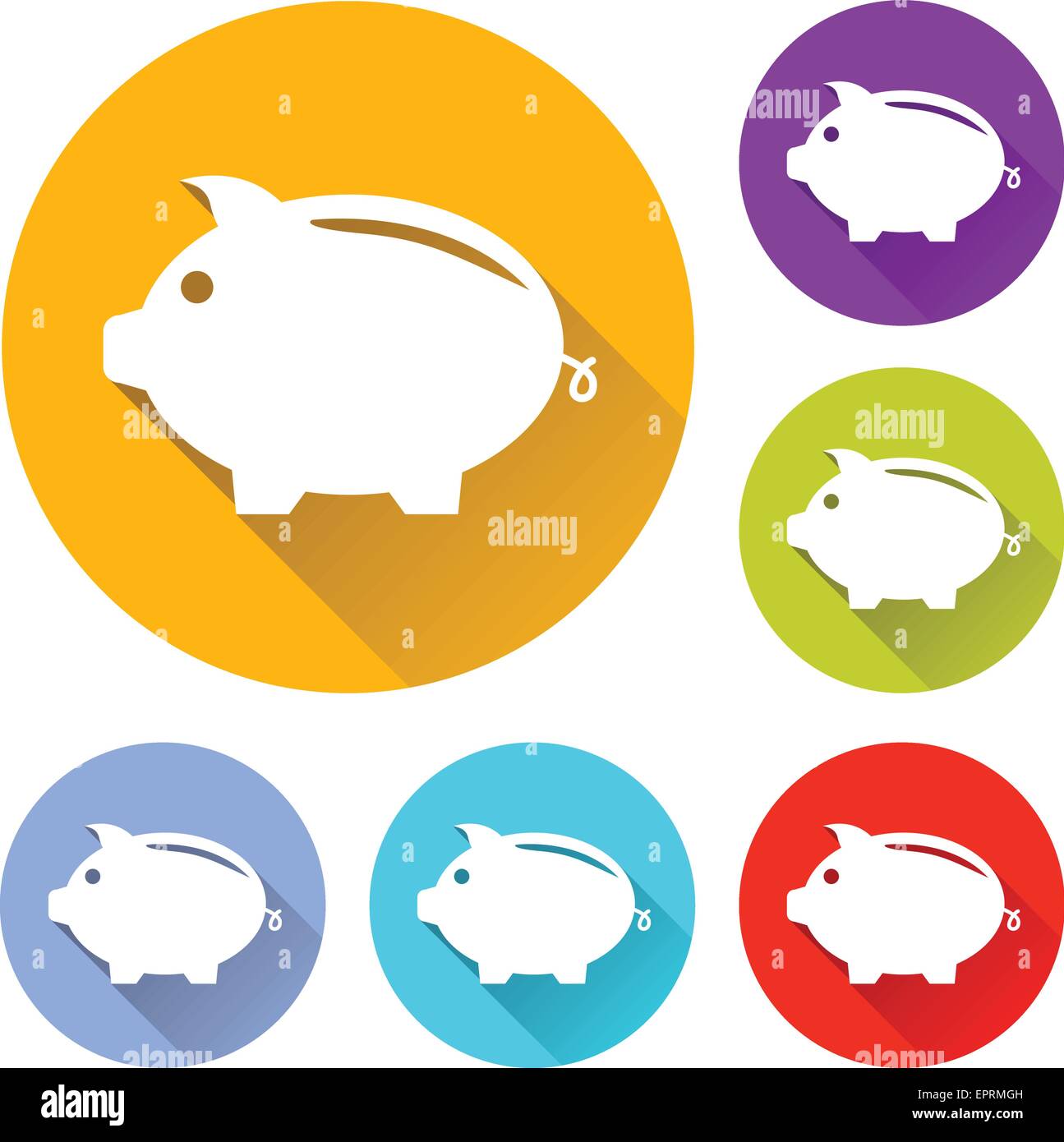 vector illustration of six colorful piggy icons Stock Vector Image ...