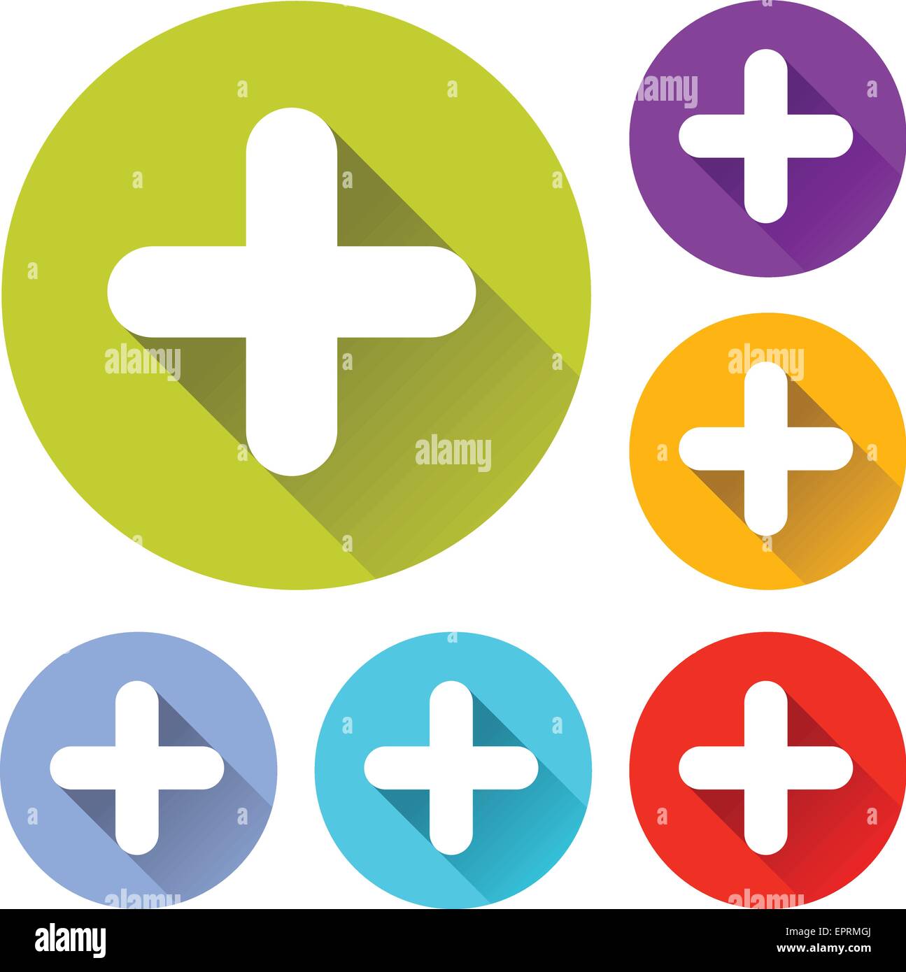 vector illustration of six colorful plus icons Stock Vector Image & Art ...