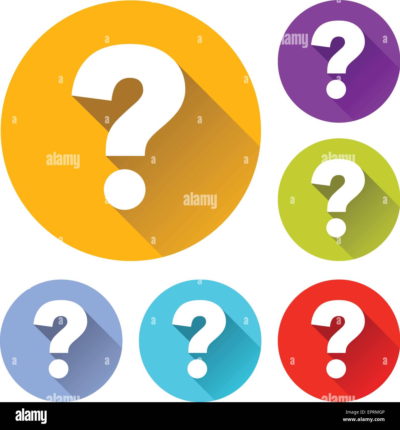 vector illustration of six colorful question icons Stock Vector Image ...