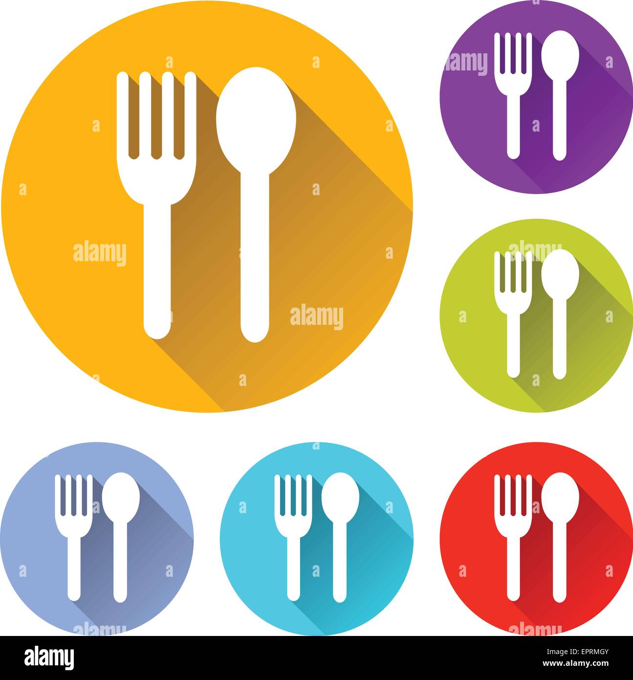 vector illustration of six colorful restaurant icons Stock Vector Image ...