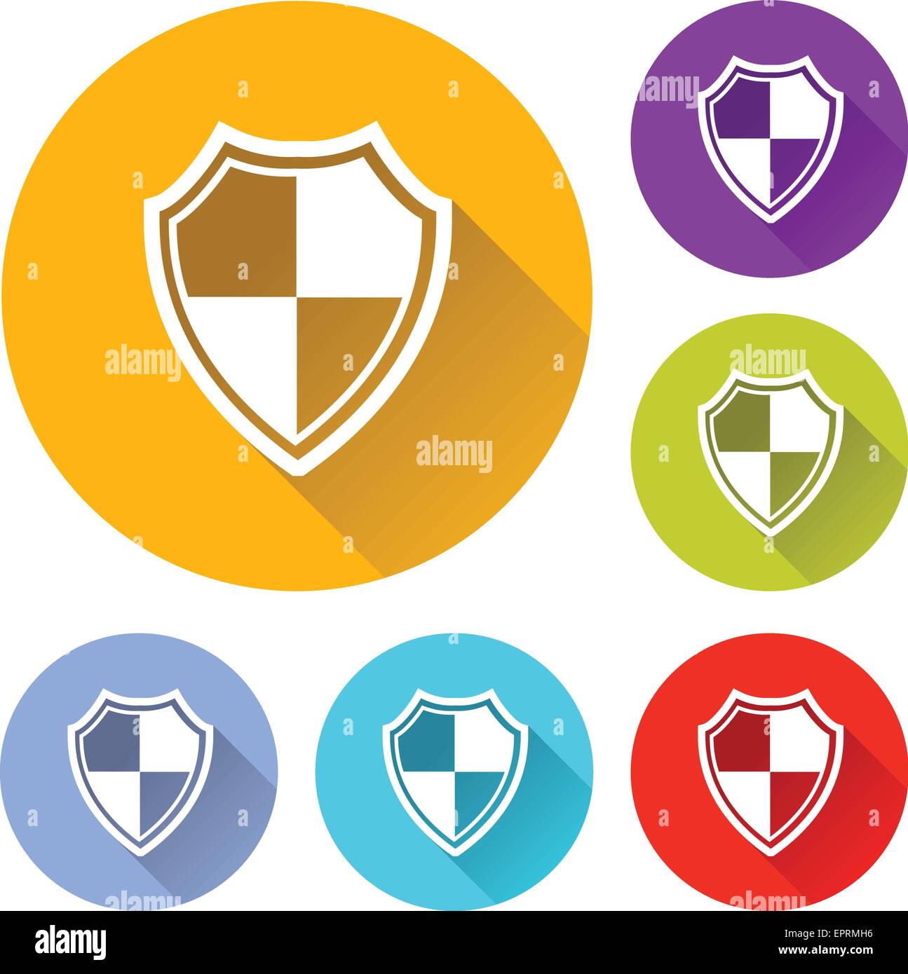 vector illustration of six colorful shield icons Stock Vector Image ...